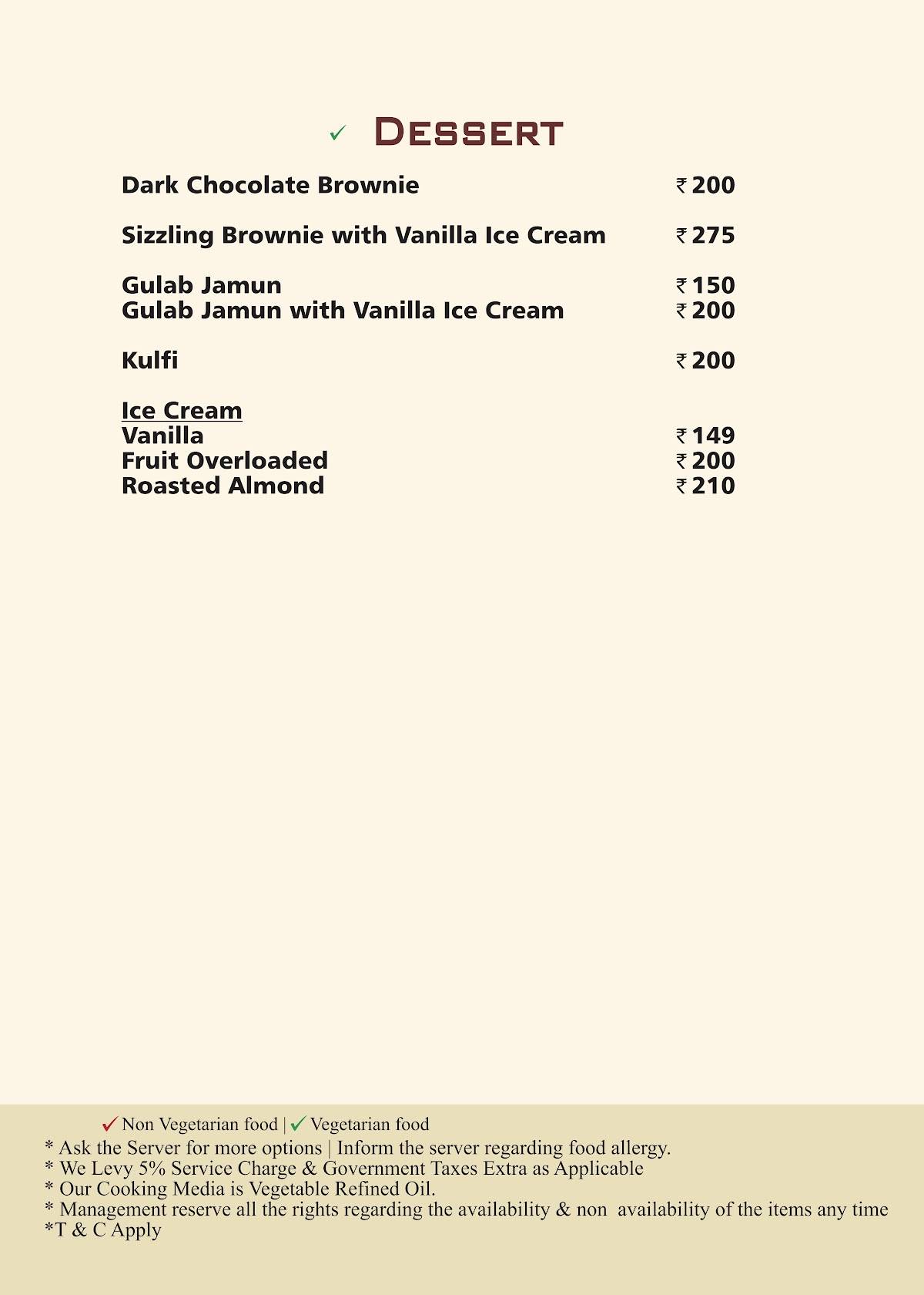 Menu at Texas Tower, Pune, 9th Floor