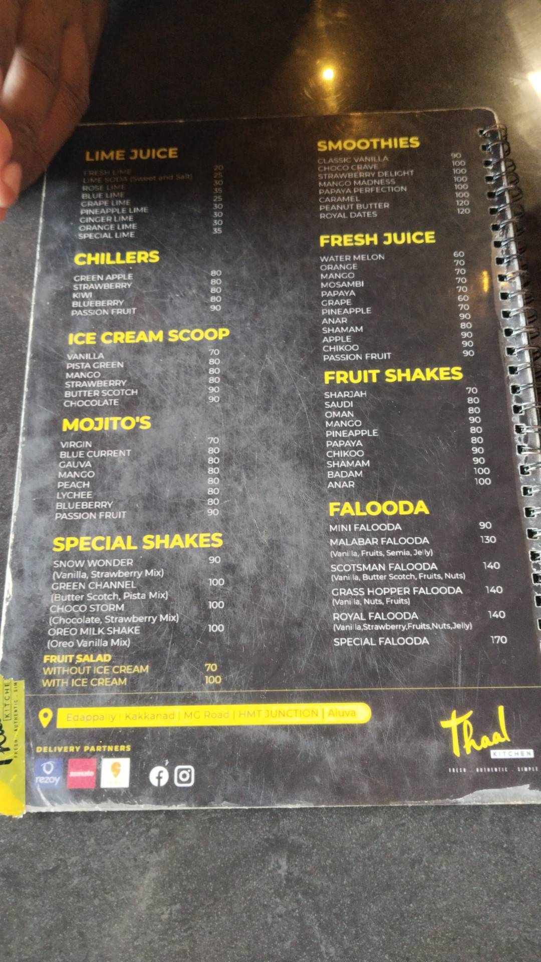 Menu at Thaal Kitchen, Kochi, +PCF