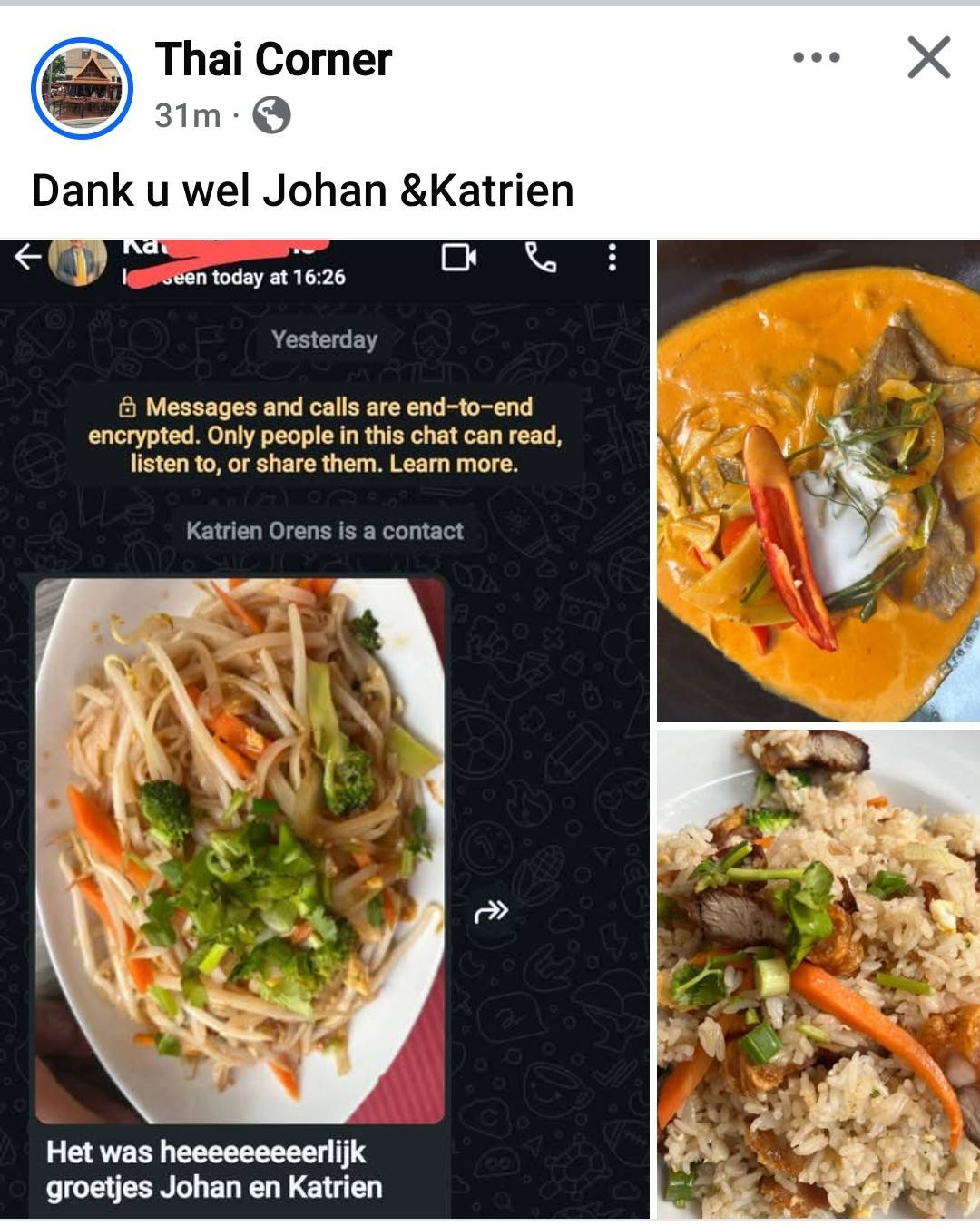 Menu at Thai Corner, Sint-Truiden