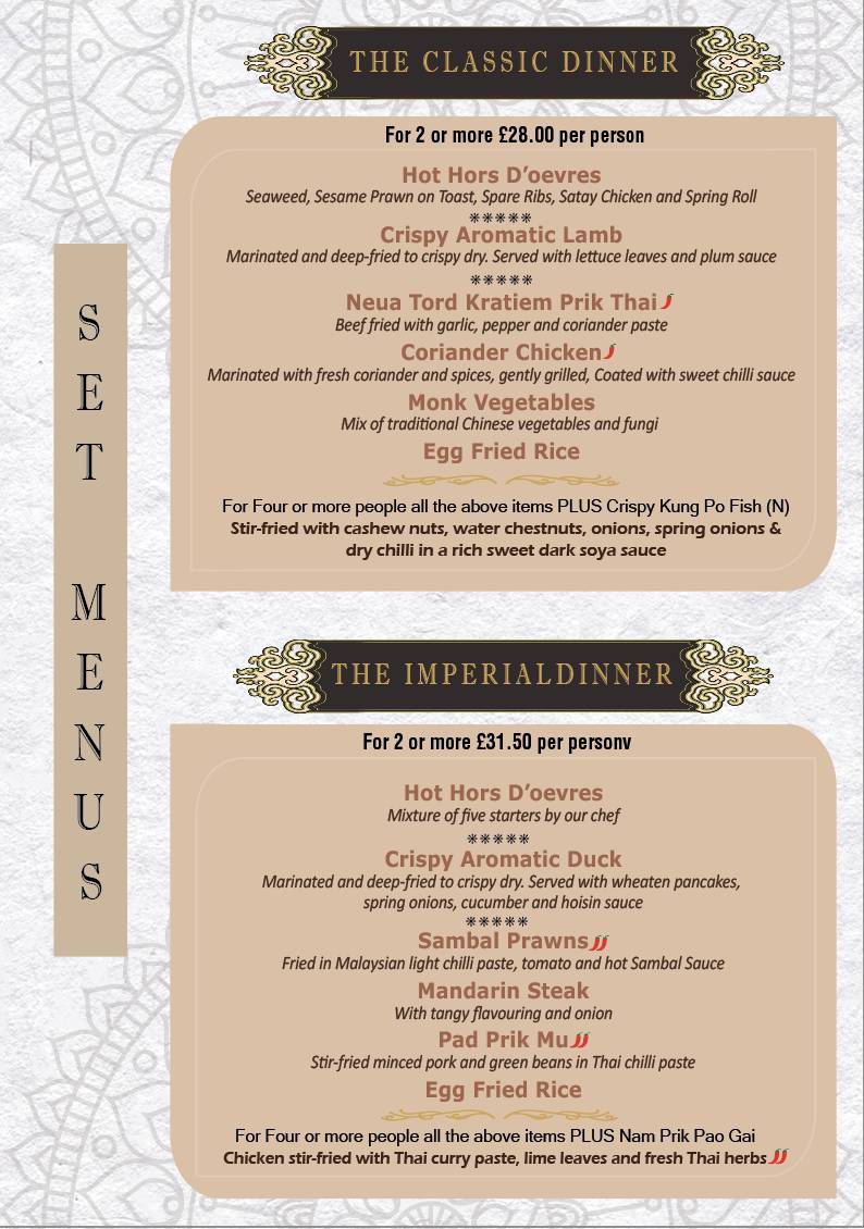Menu at Thai Garden Cuisine restaurant, Rothwell