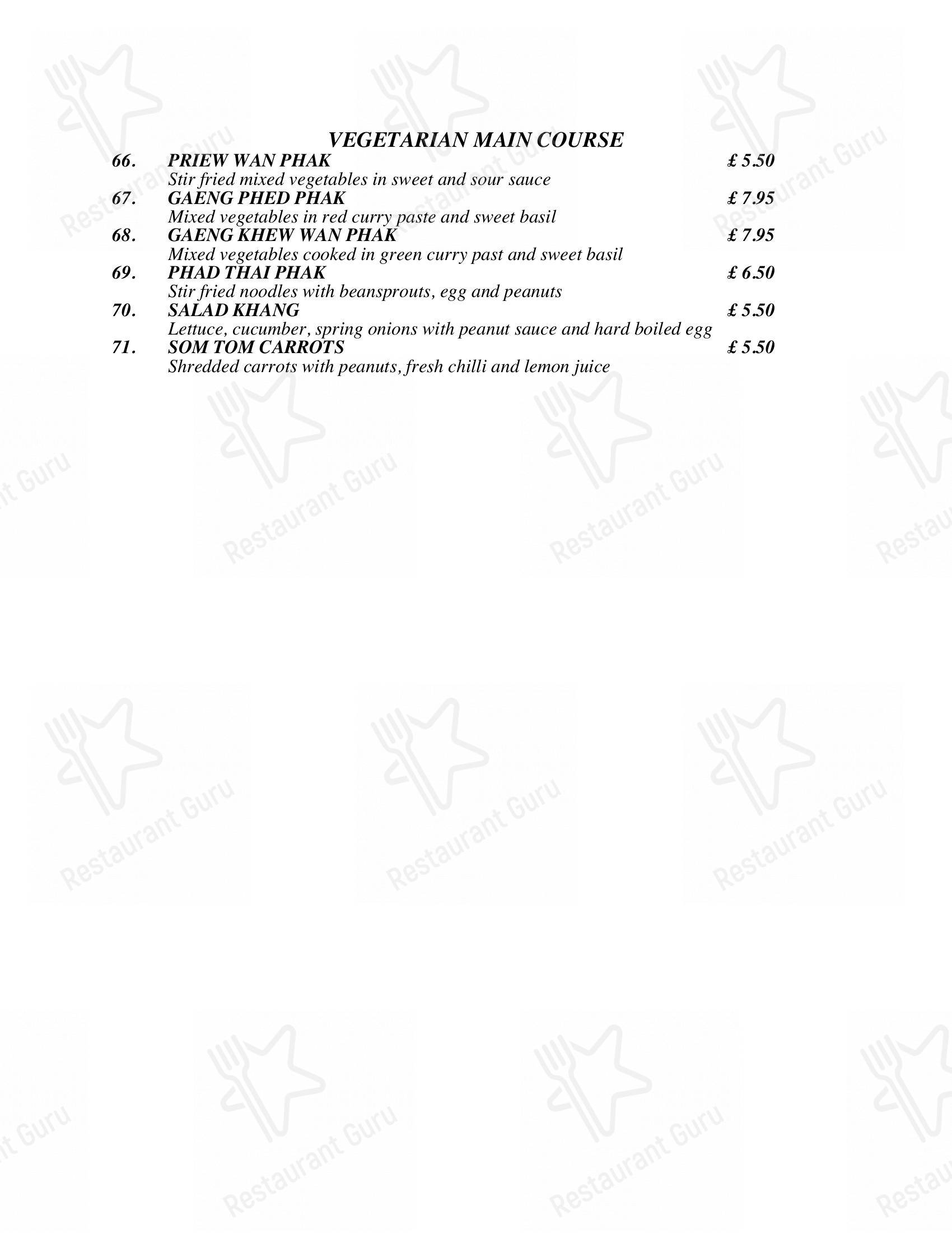 Menu at Thai Garden Cuisine restaurant, Rothwell