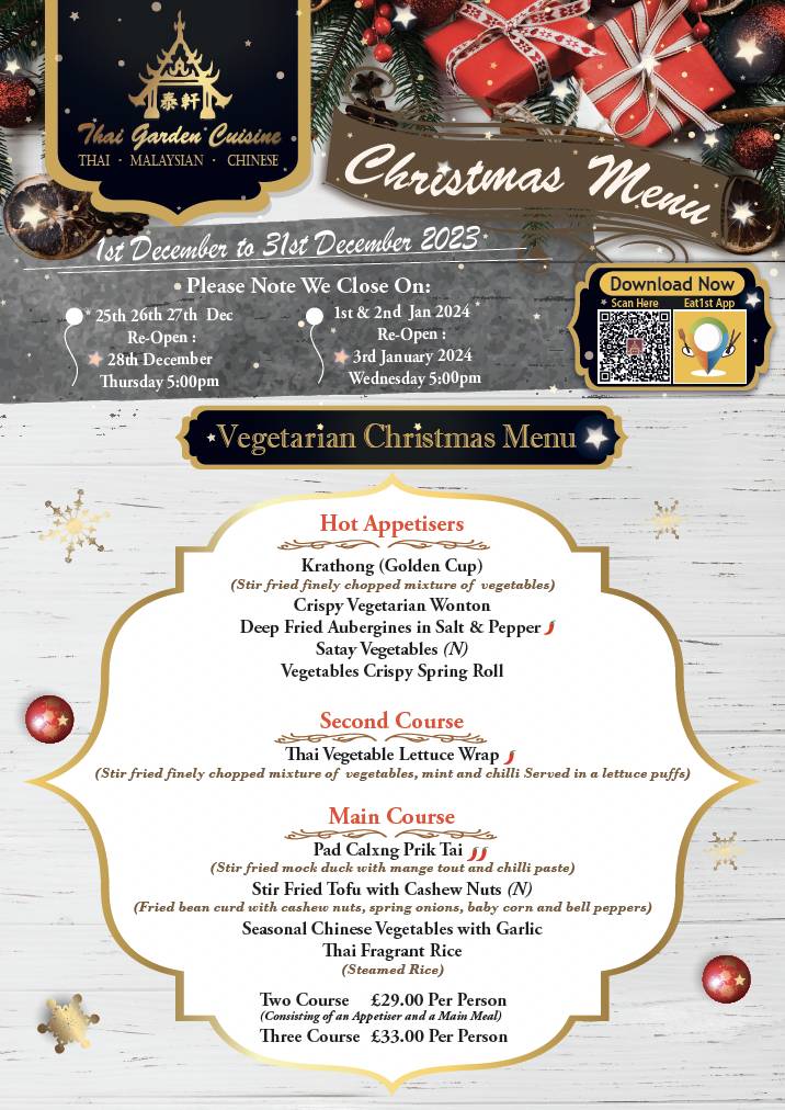 Menu at Thai Garden Cuisine restaurant, Rothwell
