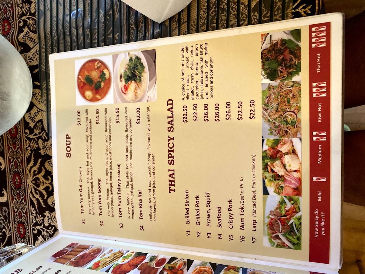 Menu at Thai Marina restaurant, Paraparaumu