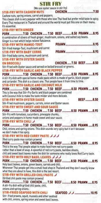 Menu at Thai River Restaurant, Hornchurch, 7 North St