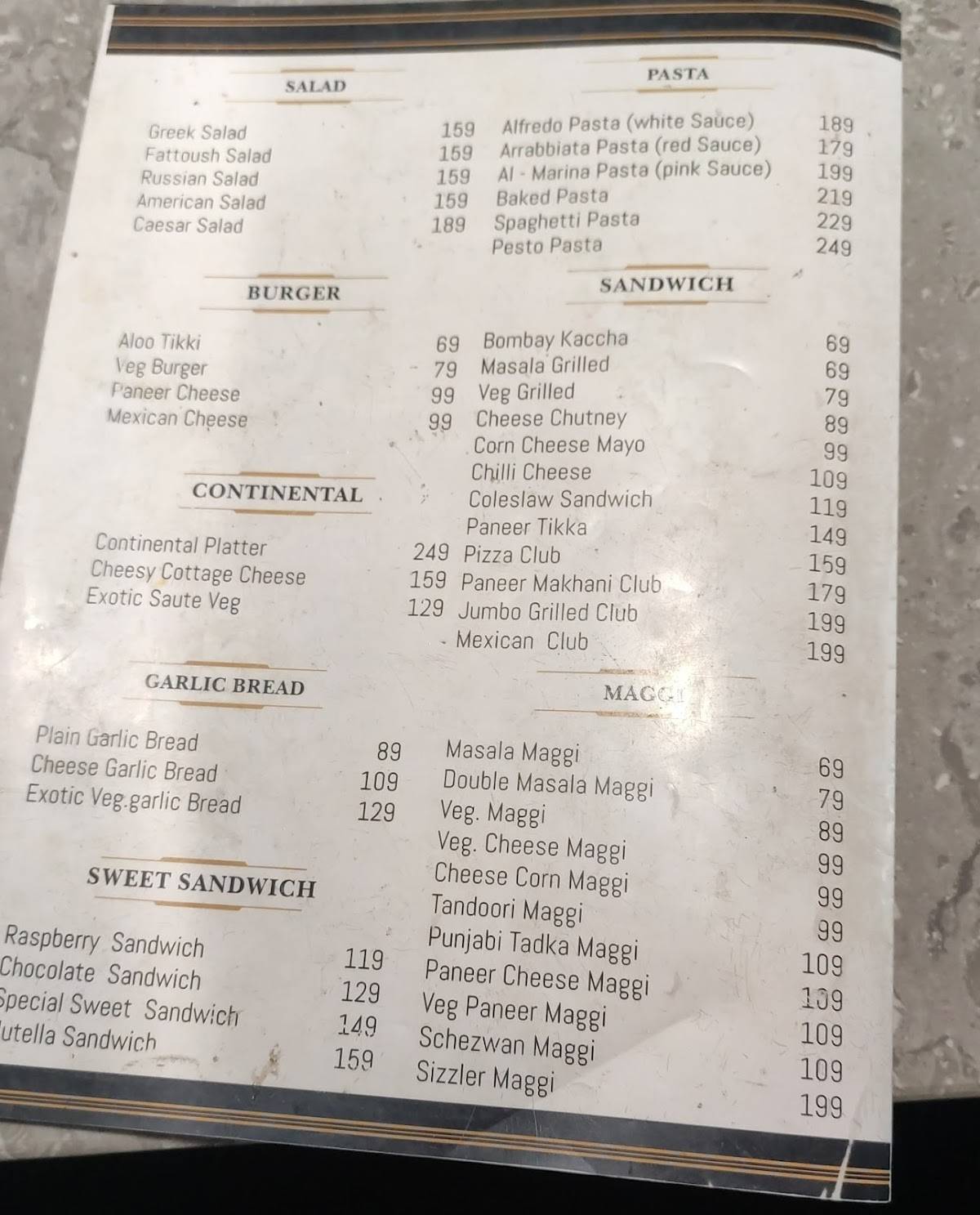 Menu at The AMP Cafe, Indore