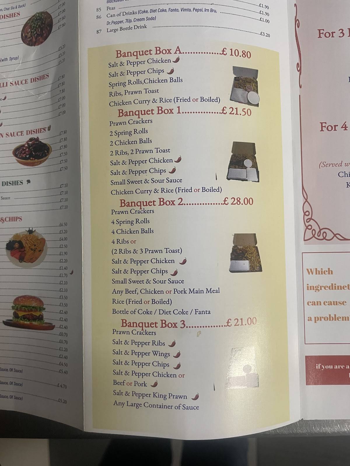 Menu at The Angel Chinese Holyhead pub & bar, Holyhead