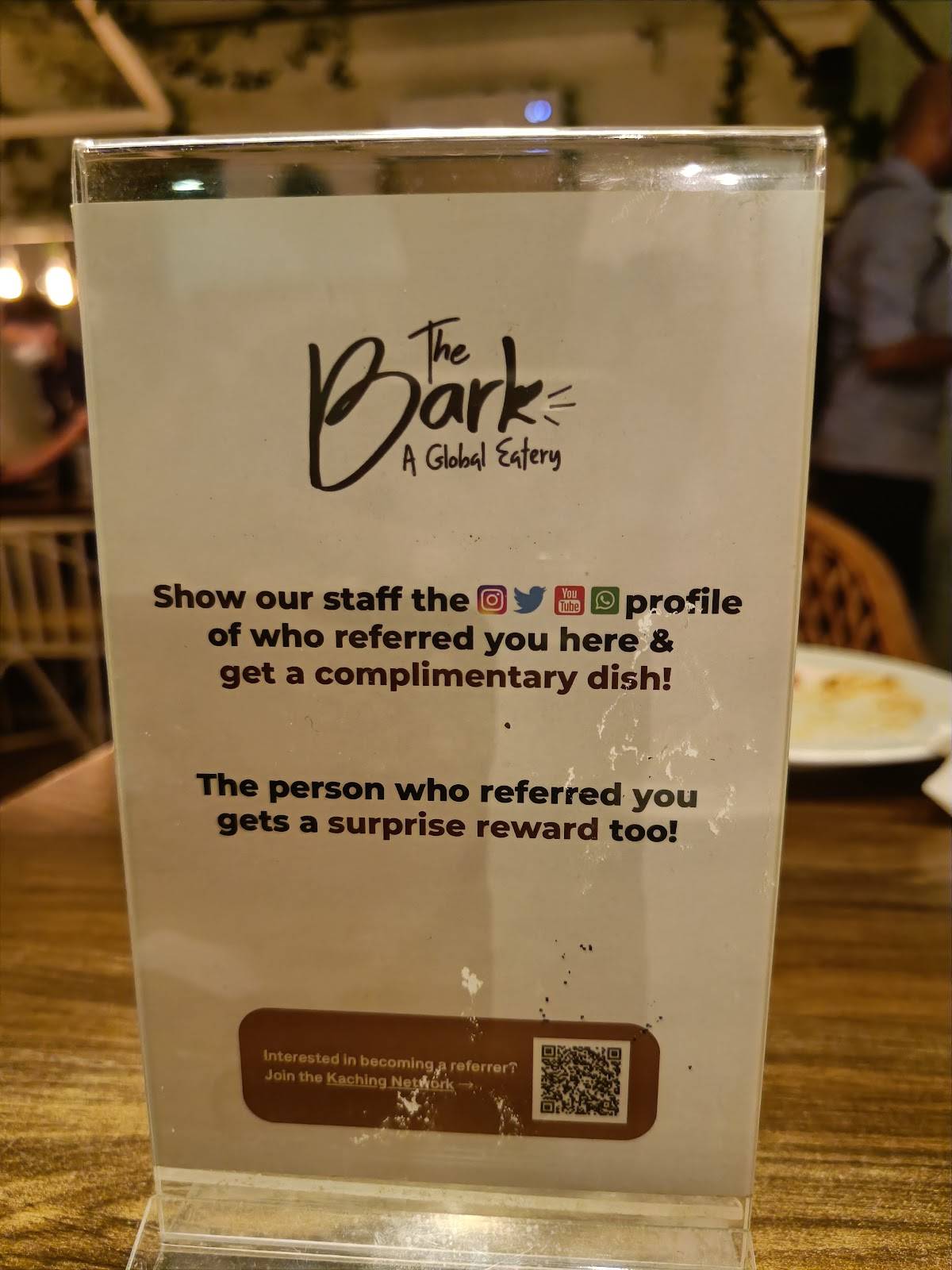 Menu at The Bark, Chennai