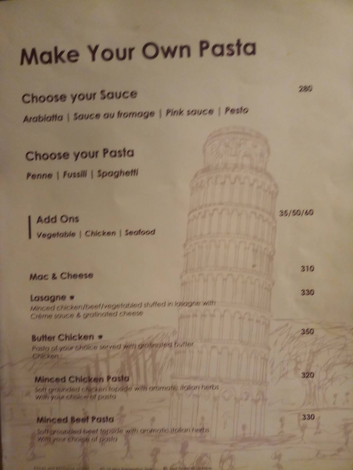 Menu at The Bark, Chennai