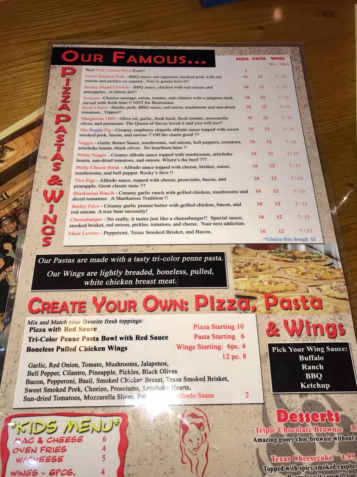 Menu at The Bears Den pub & bar, Pilot Point