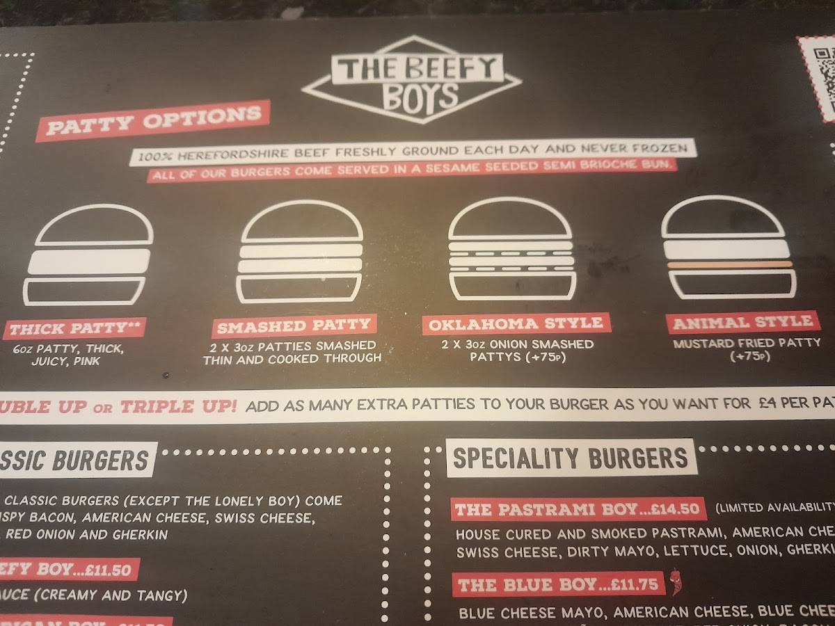 Menu at The Beefy Boys pub & bar, Hereford
