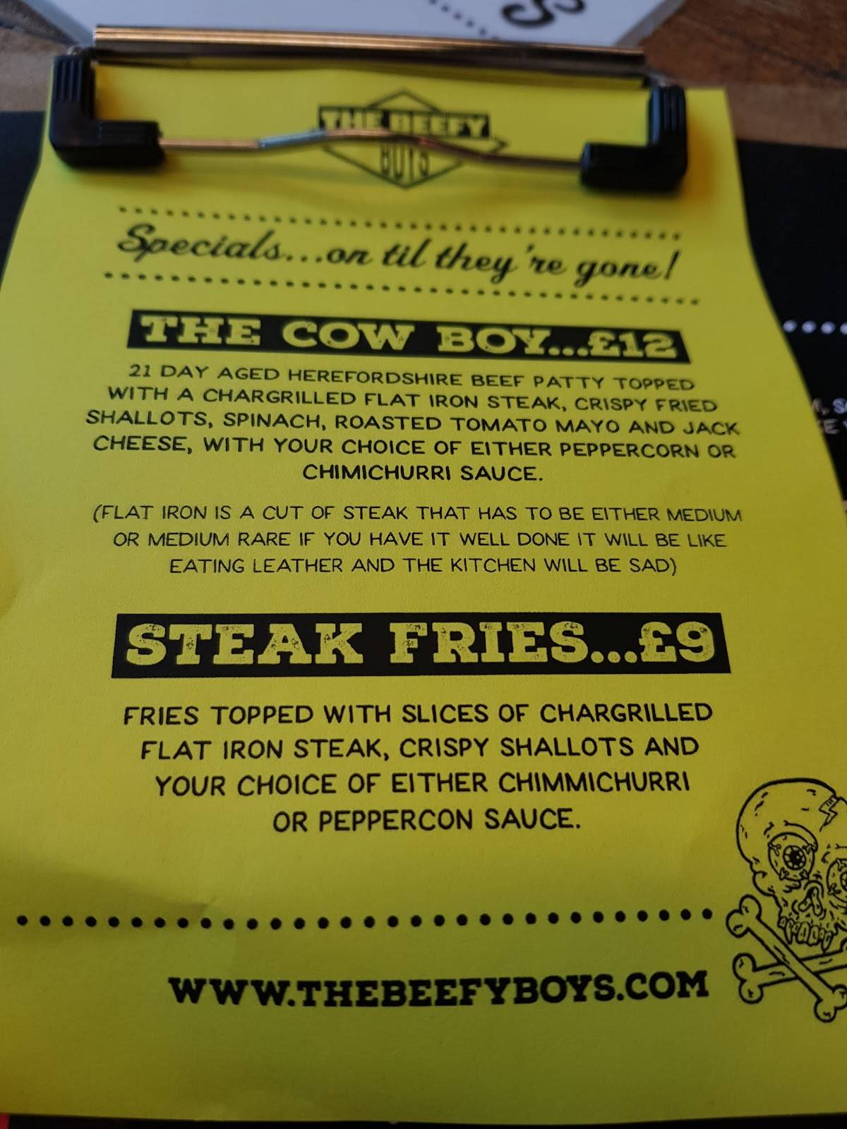 Menu at The Beefy Boys pub & bar, Hereford