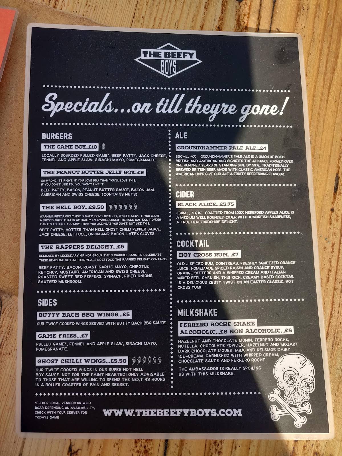Menu at The Beefy Boys pub & bar, Hereford