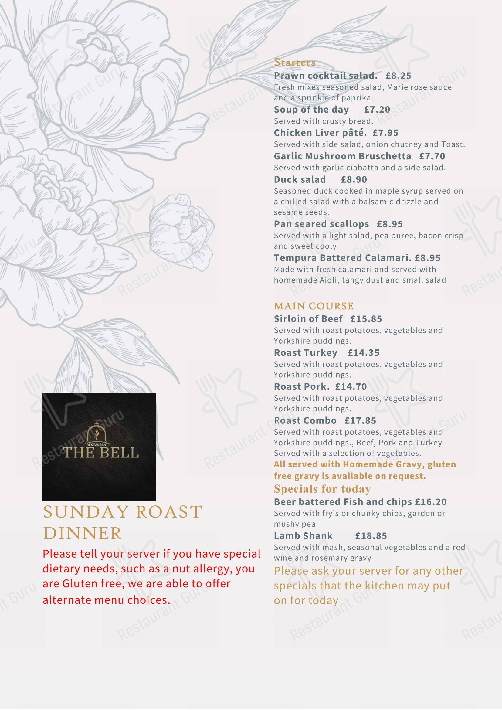 Menu at The Bell Inn pub & bar, Kingswinford, 614 High St