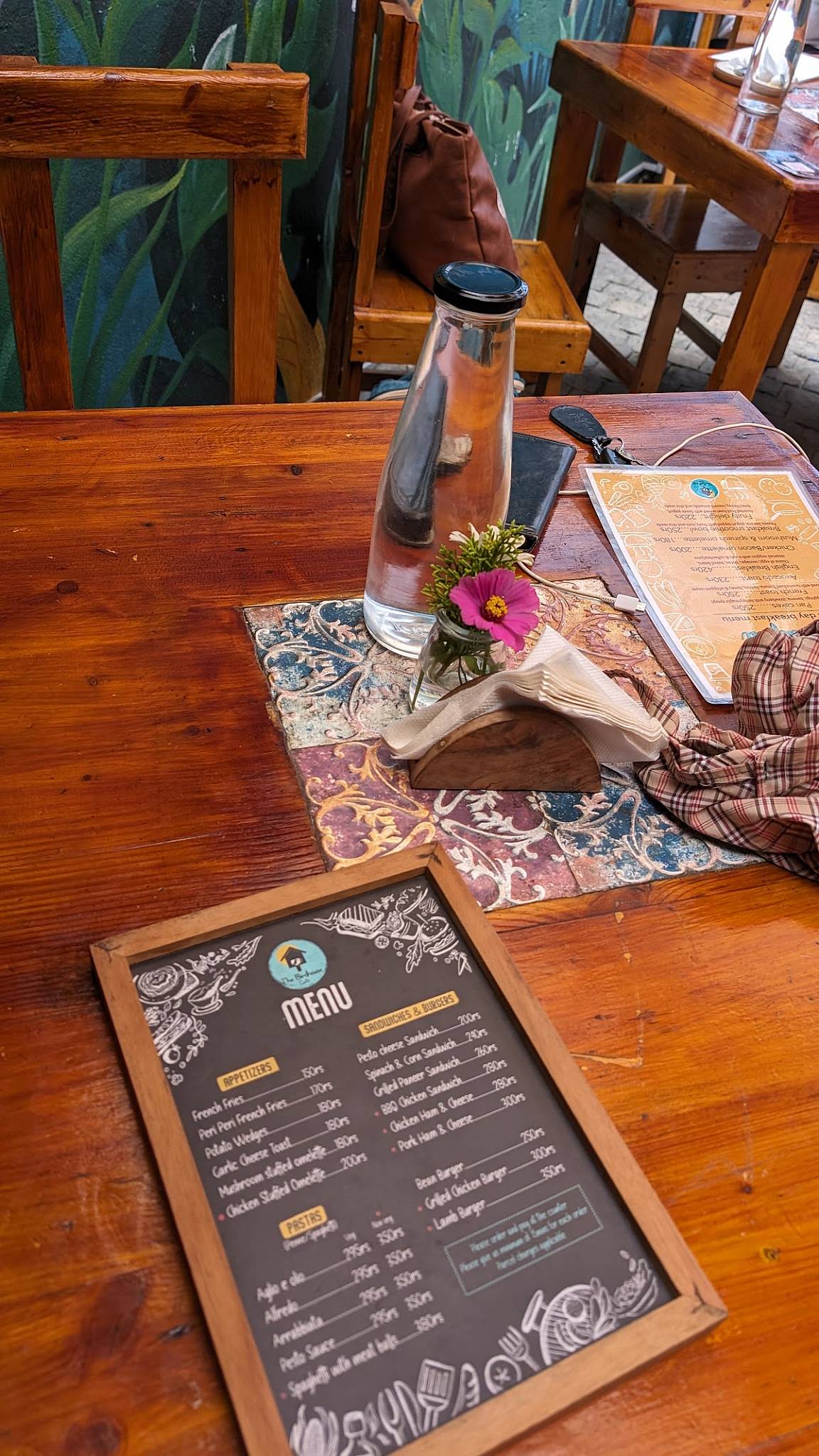Menu at The Birdhouse cafe, Coonoor
