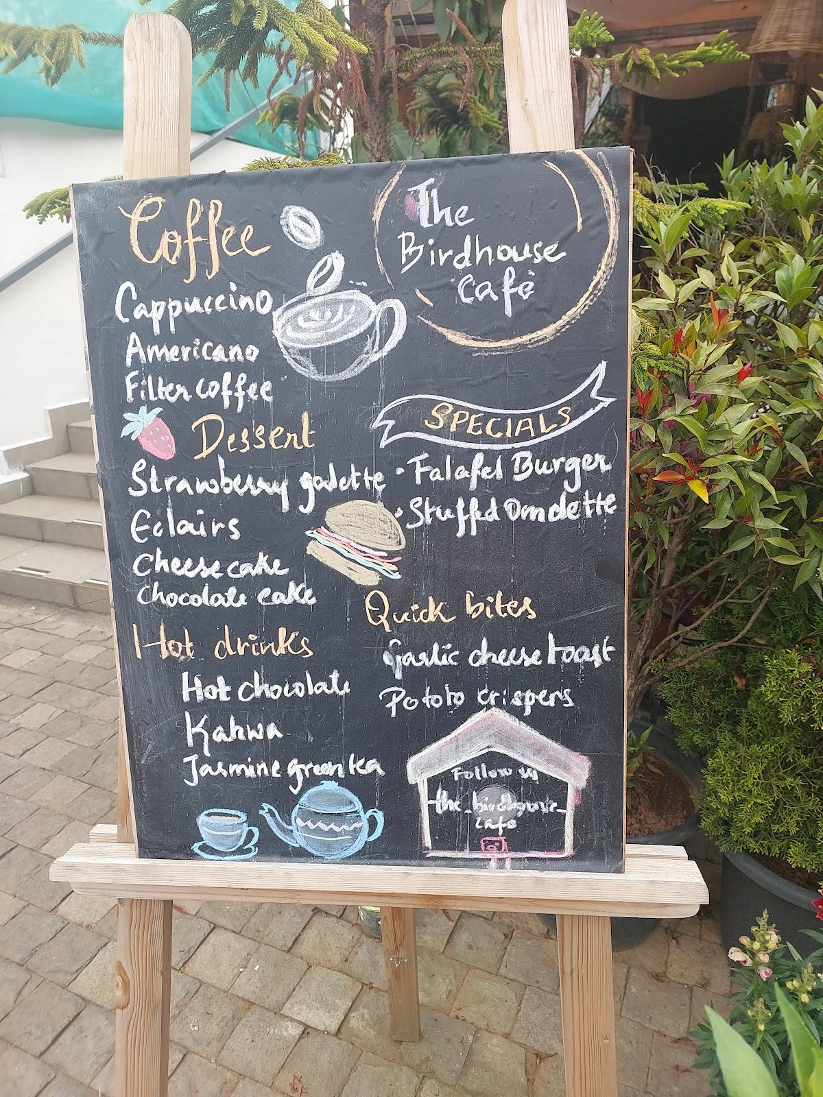 Menu at The Birdhouse cafe, Coonoor
