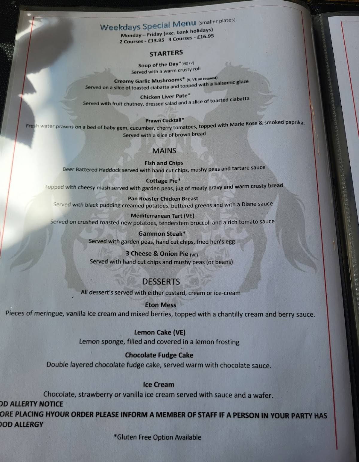 Menu at The Black Ladd pub & bar, Oldham