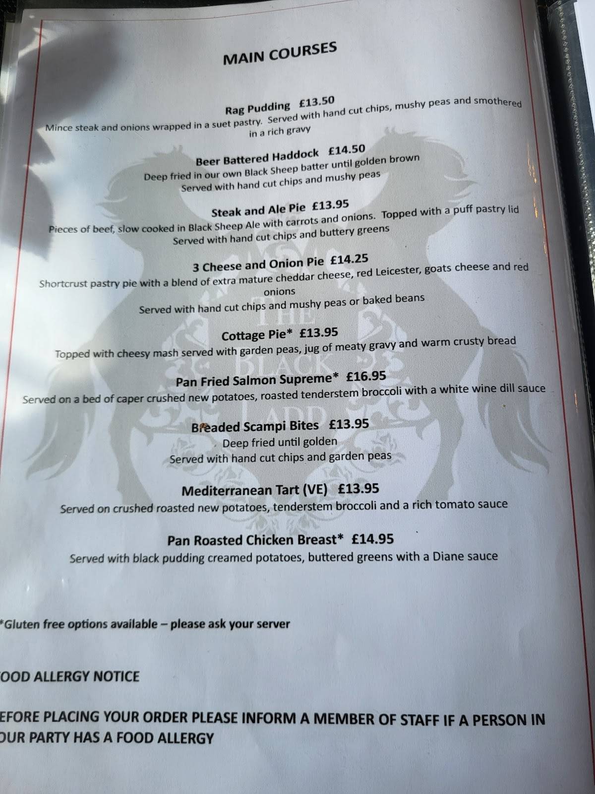 Menu at The Black Ladd pub & bar, Oldham