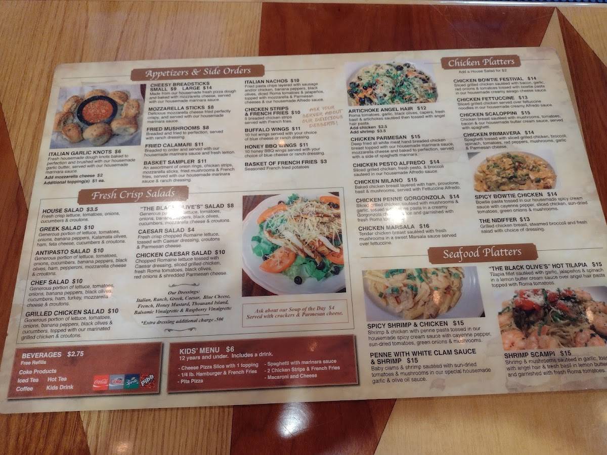 Menu at The Black Olive- Elizabethton pizzeria, Elizabethton