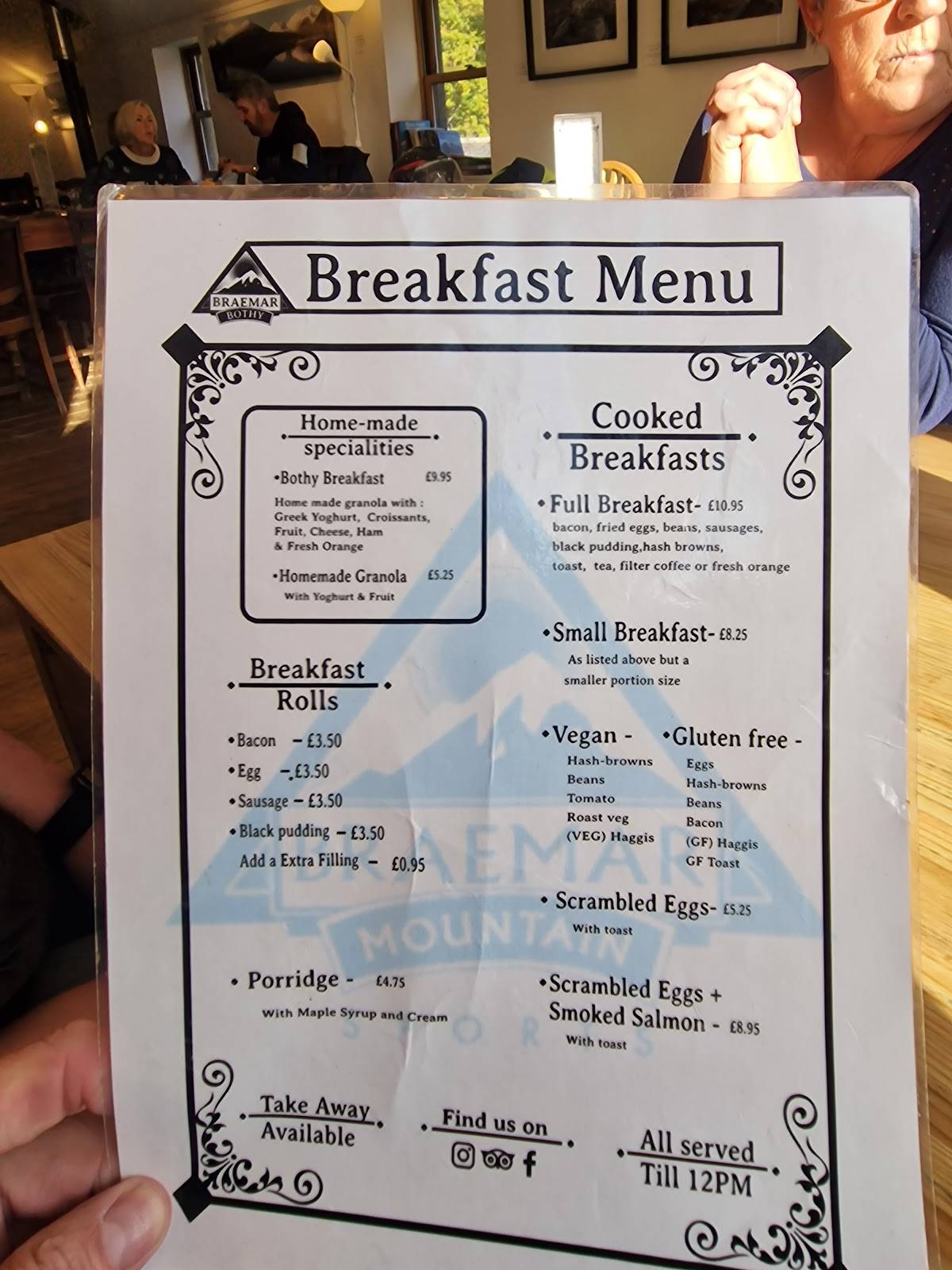 Carta del café The Bothy Braemar, Braemar, Invercauld Rd