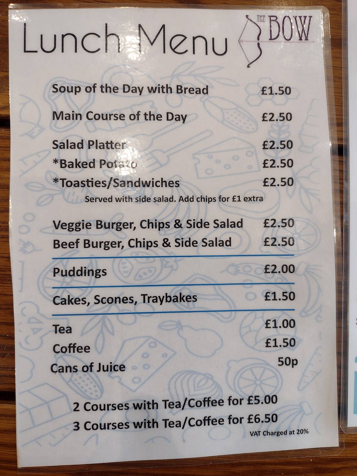 Menu at The Bow café cafe, Elgin
