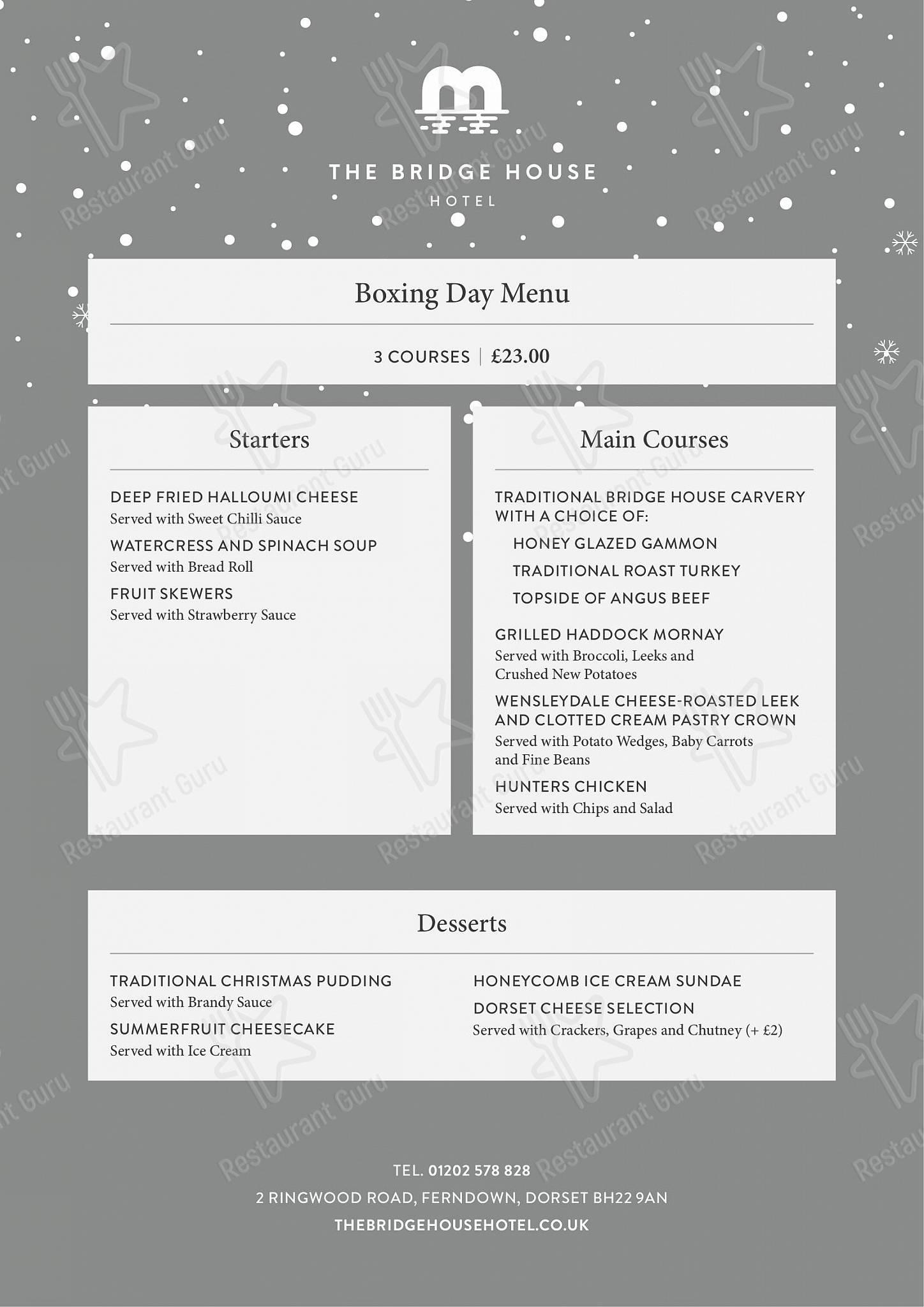 Menu at The Bridge House pub & bar, Ferndown