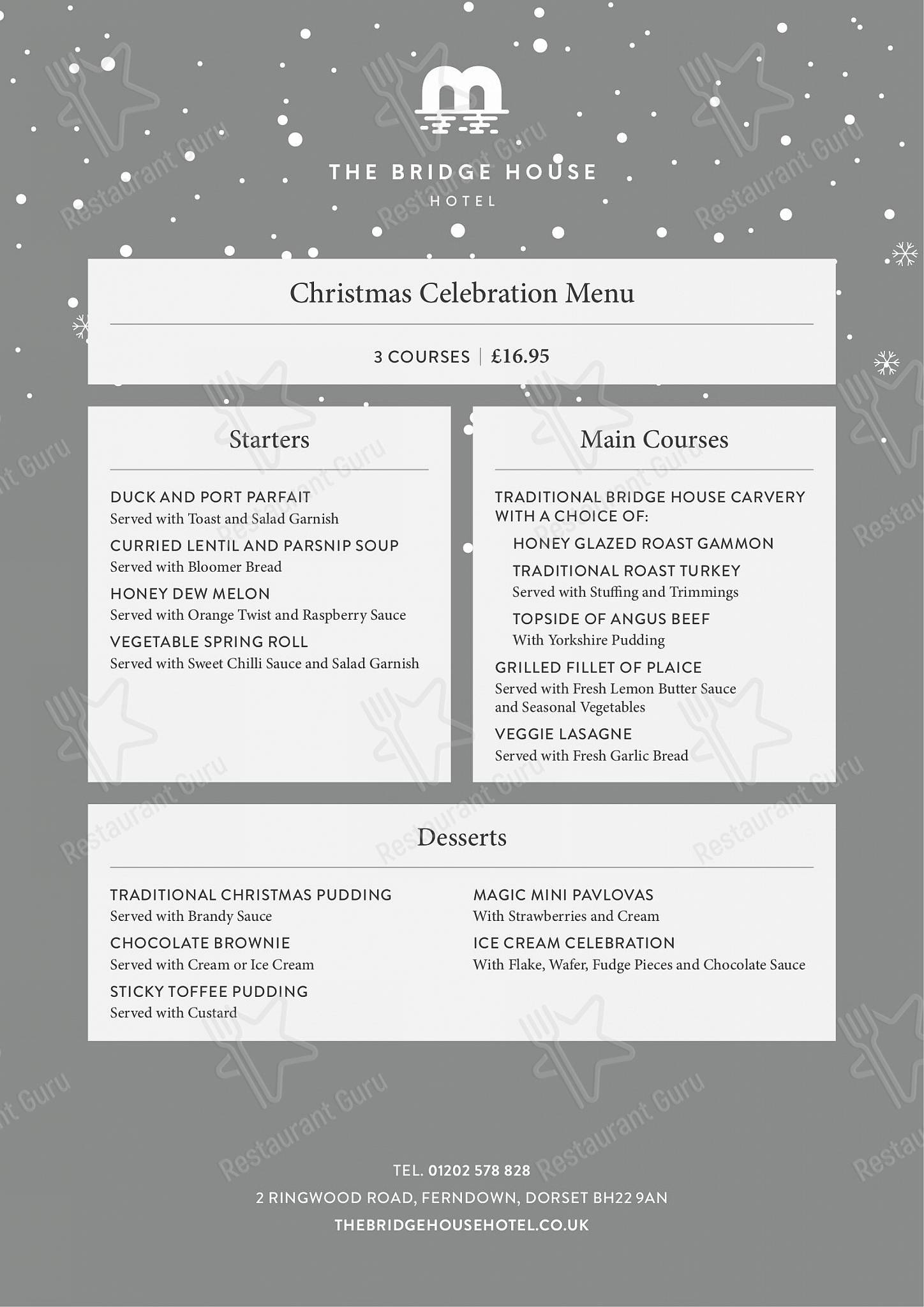 Menu at The Bridge House pub & bar, Ferndown