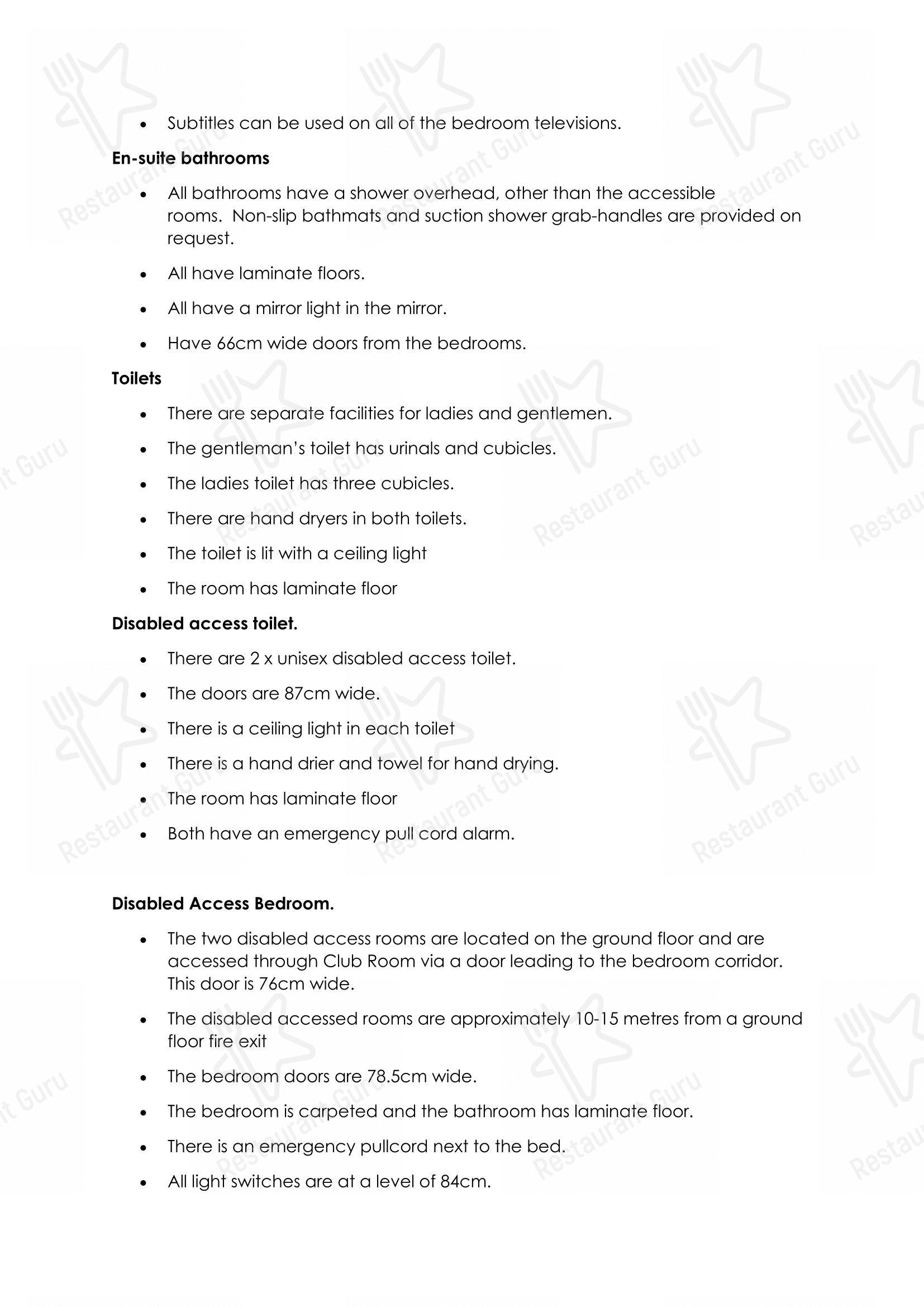 Menu at The Bridge House pub & bar, Ferndown