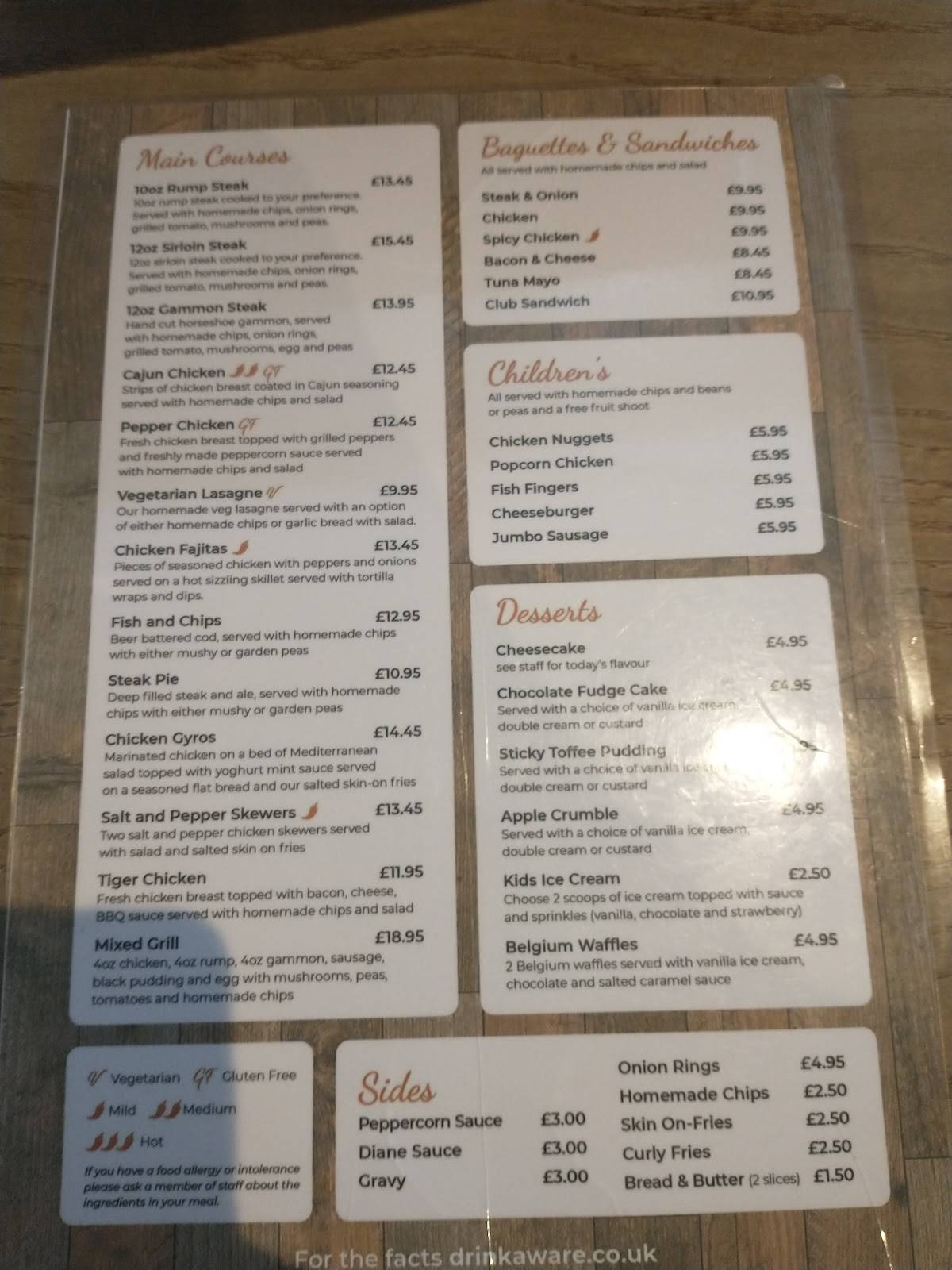 Menu at The Bucks Head Abram pub & bar, Wigan