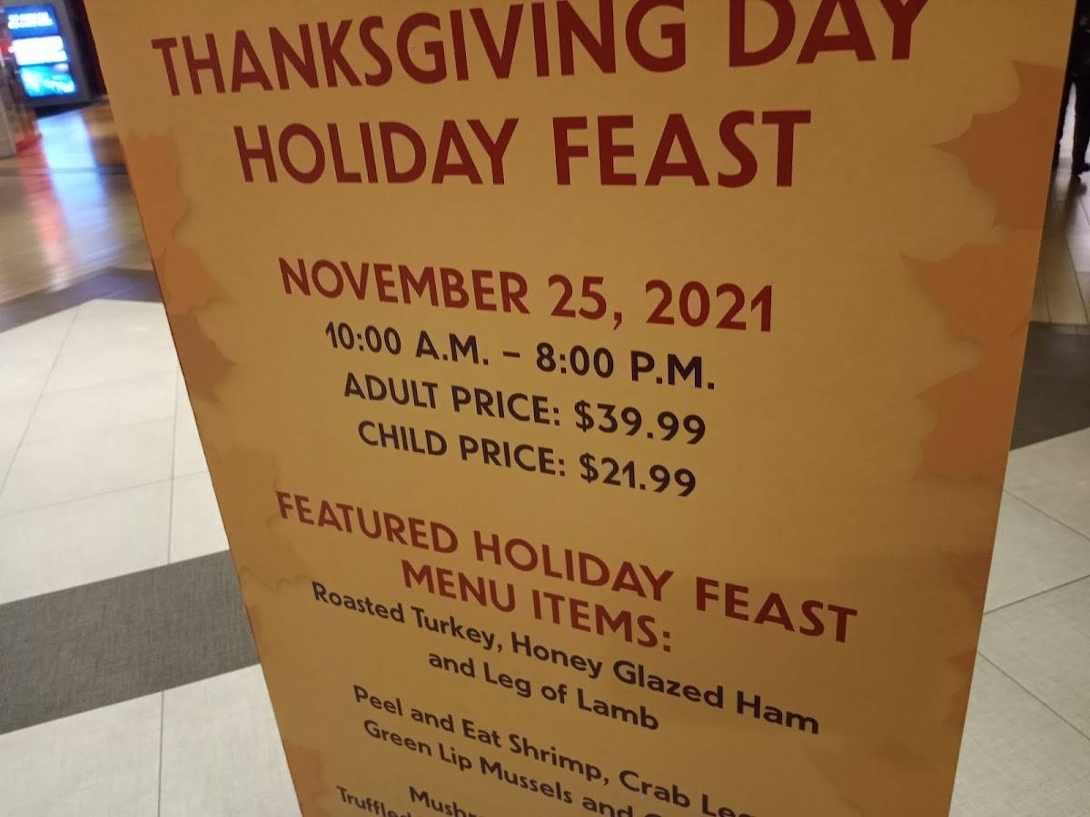 Menu at The Buffet at Excalibur restaurant, Las Vegas