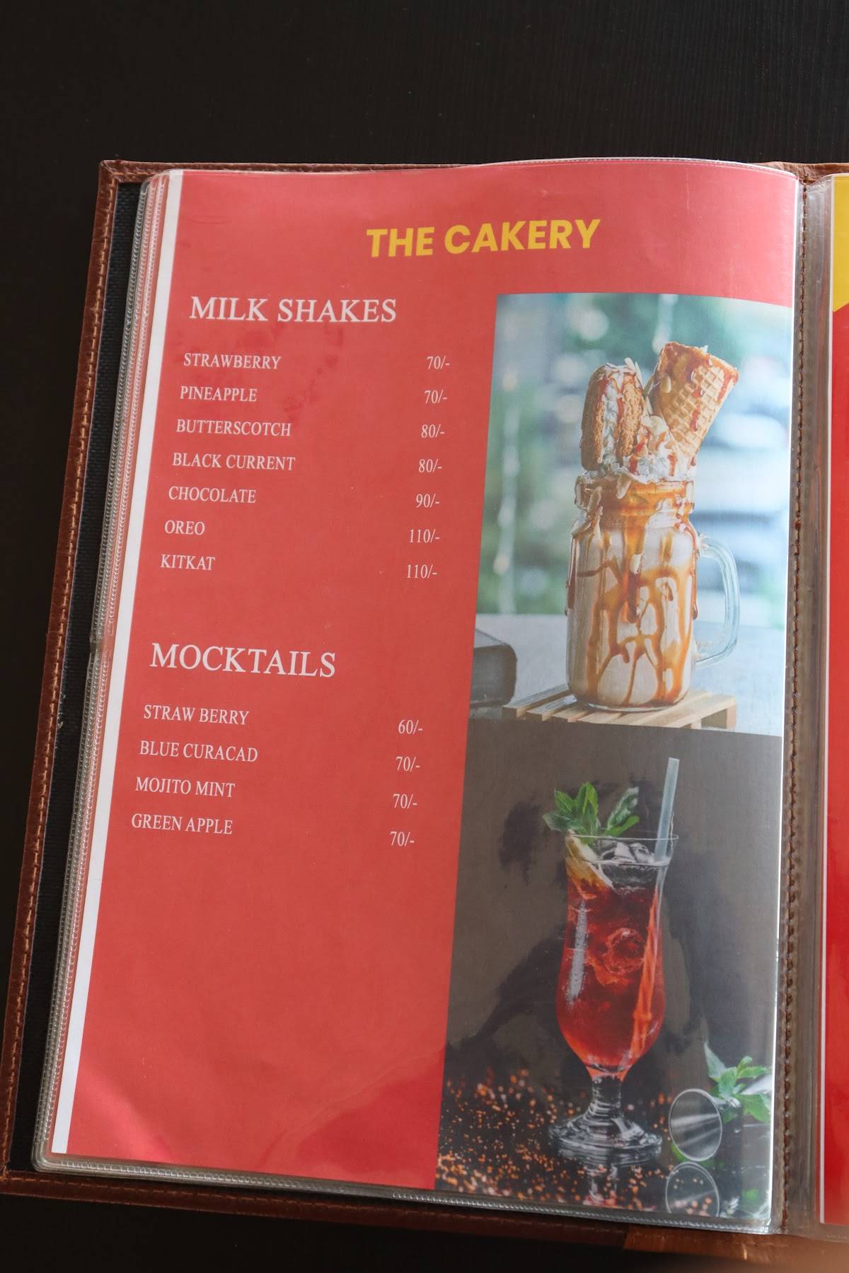 Menu at The Cakery, Kadapa
