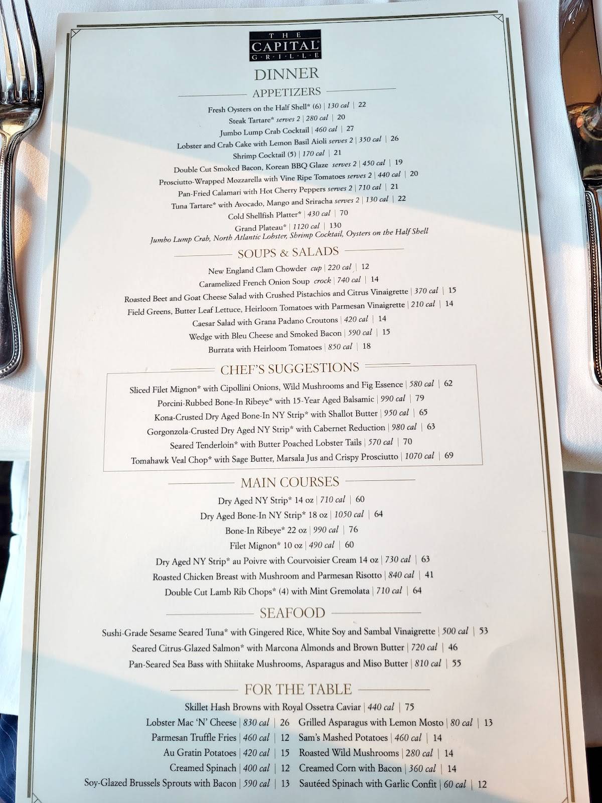 Menu at The Capital Grille pub & bar, Las Vegas