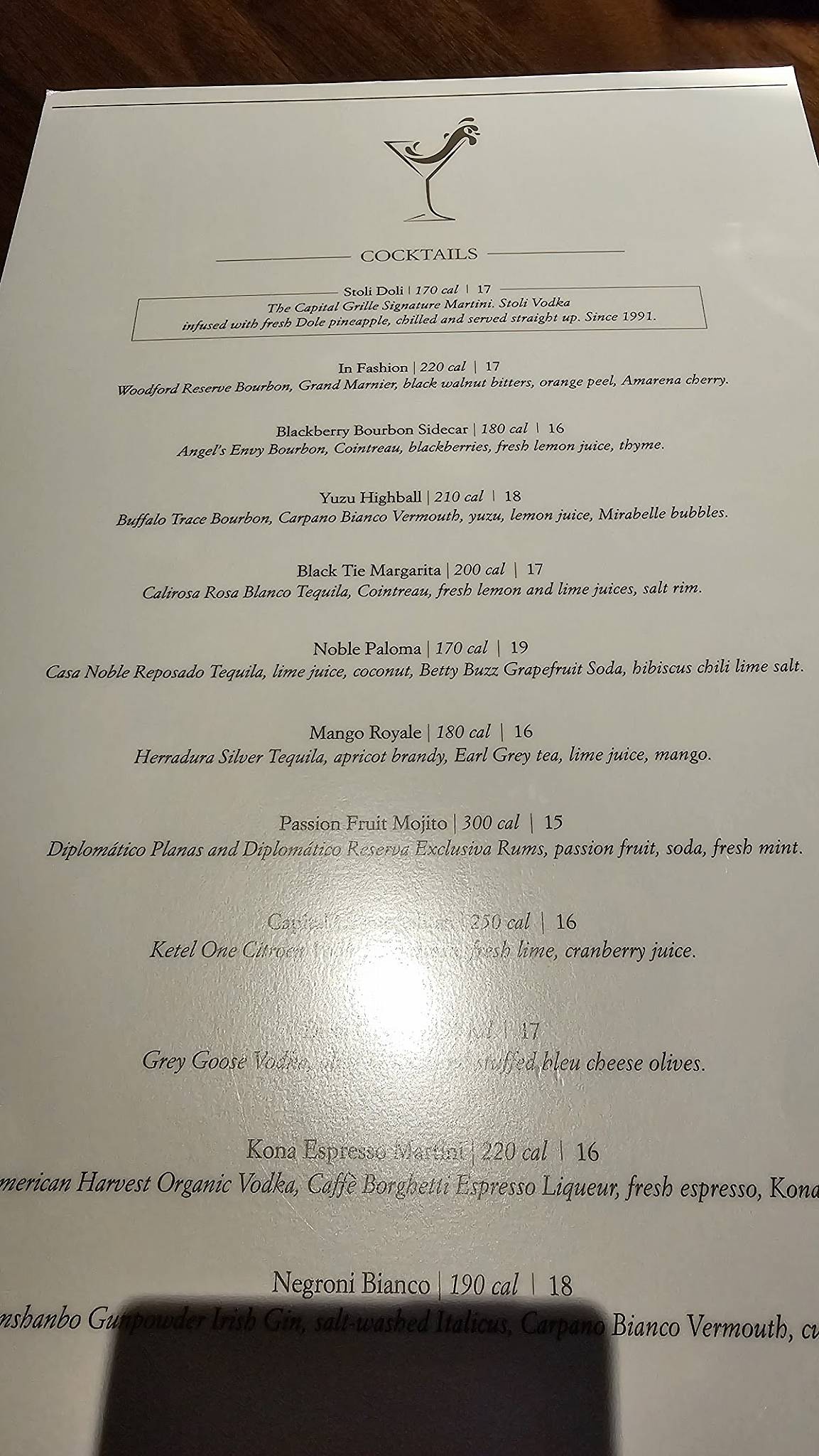 Menu at The Capital Grille pub & bar, Lyndhurst