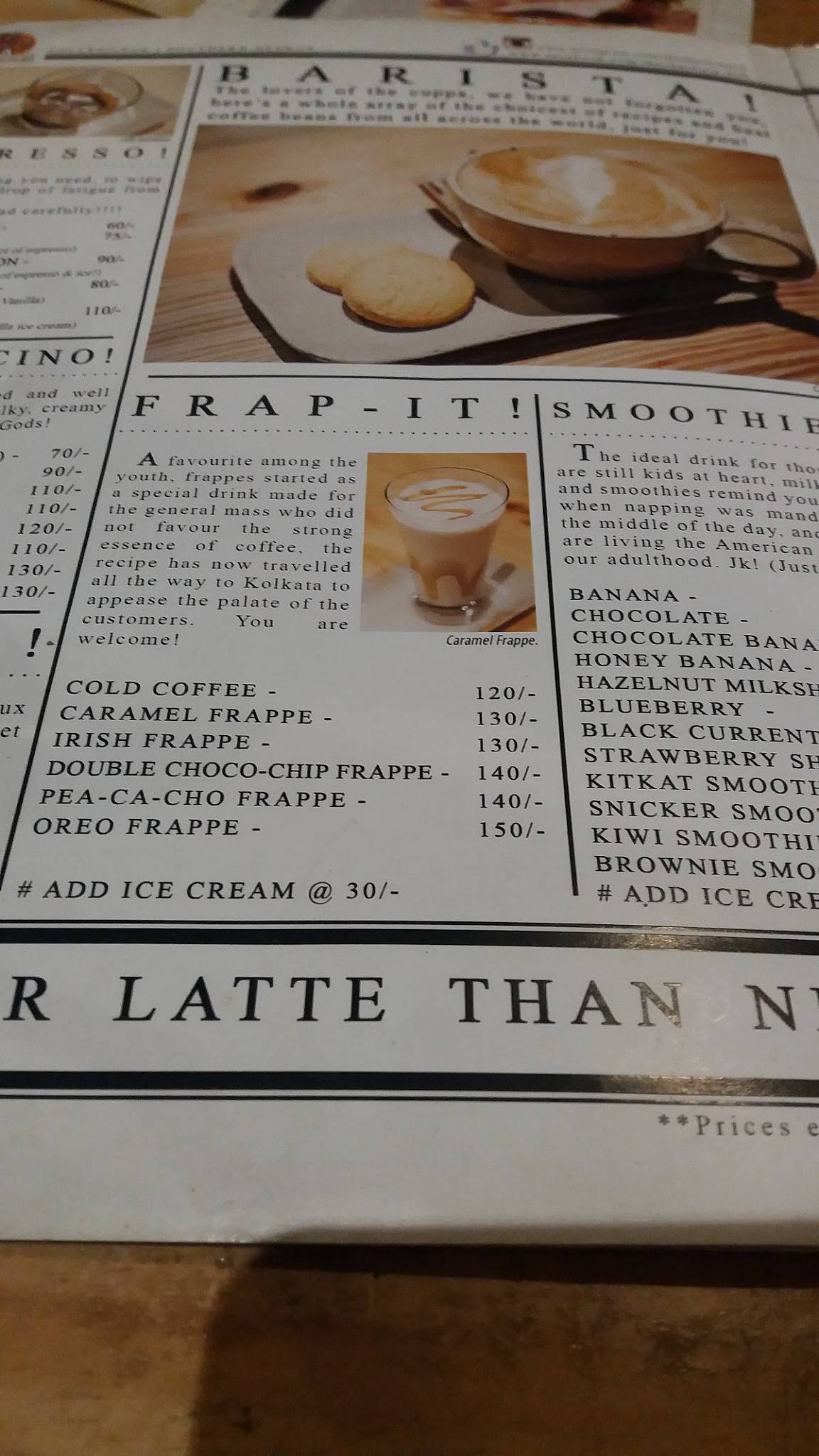 Menu at The Chaiwala, Kolkata, 6/1/2