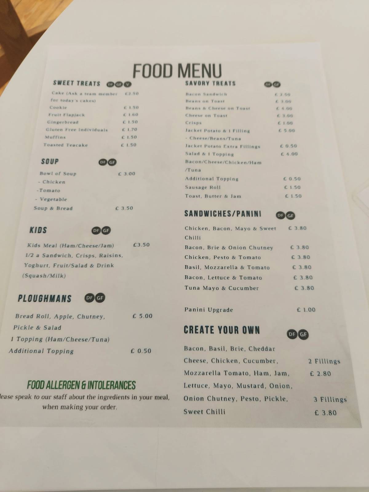 Menu at The Chapel, Café & Shop cafe, Southampton
