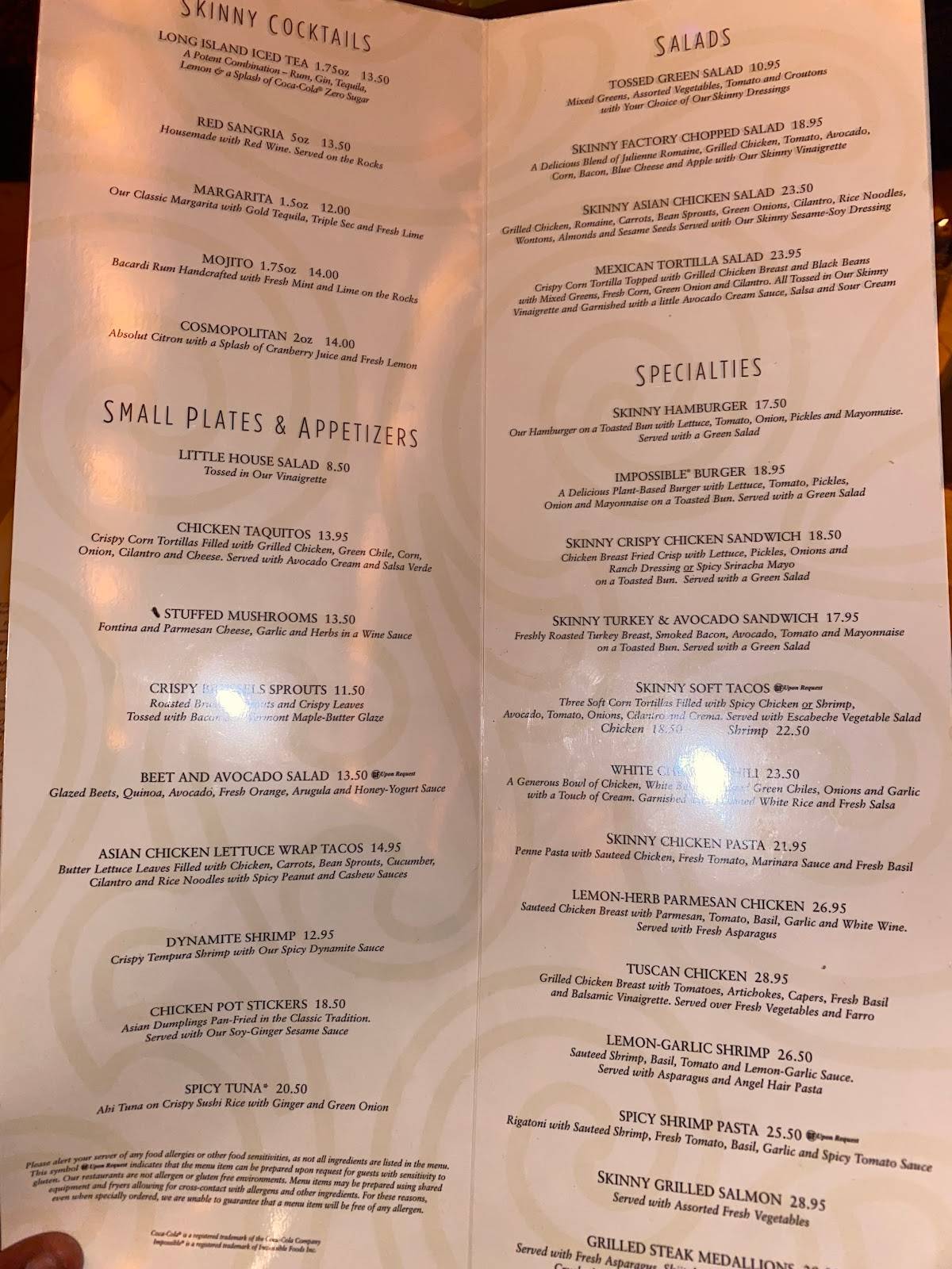 Menu at The Cheesecake Factory desserts, Toronto