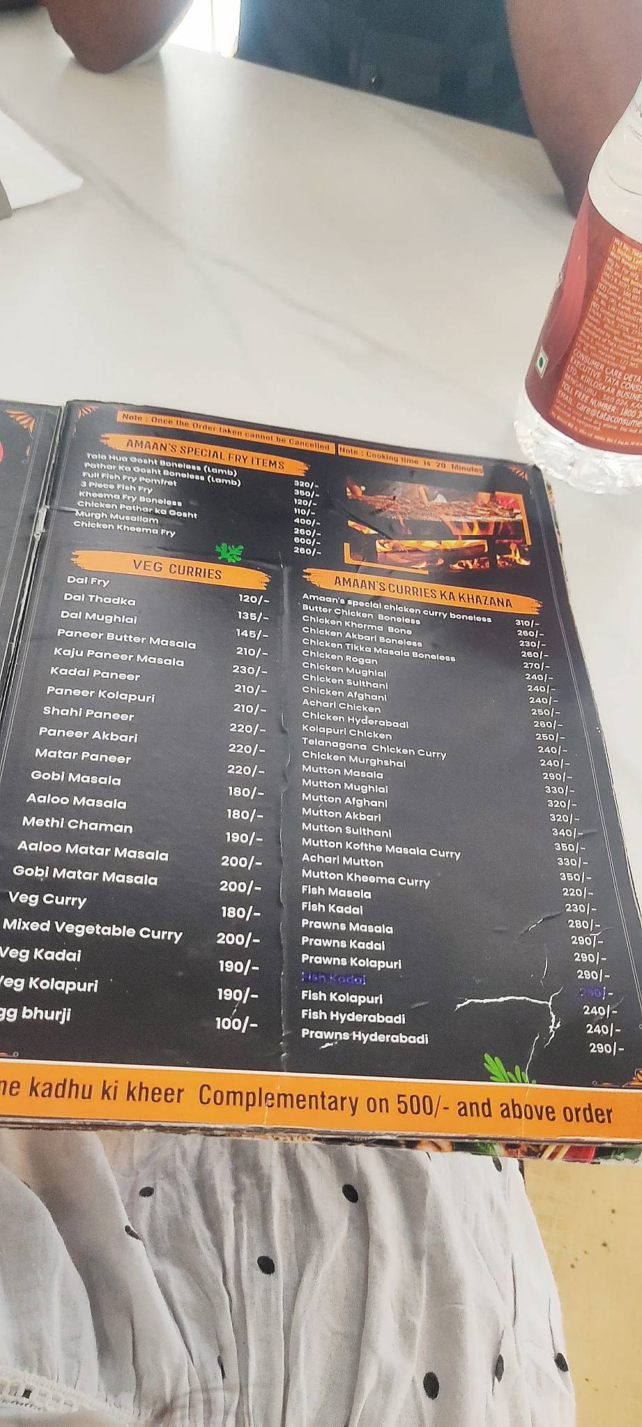 Menu at The Chef Table, Hanamkonda
