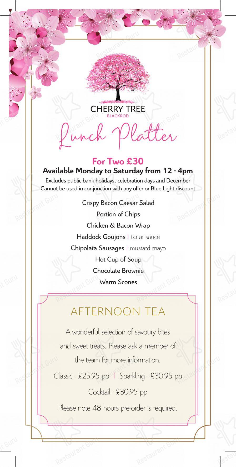 Menu at The Cherry Tree pub & bar, Blackrod