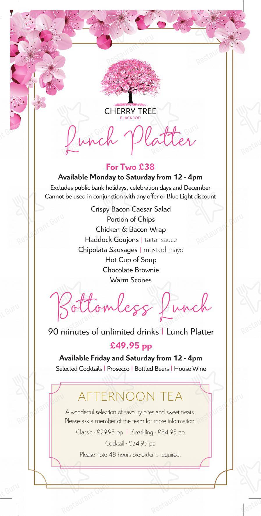 Menu at The Cherry Tree pub & bar, Blackrod