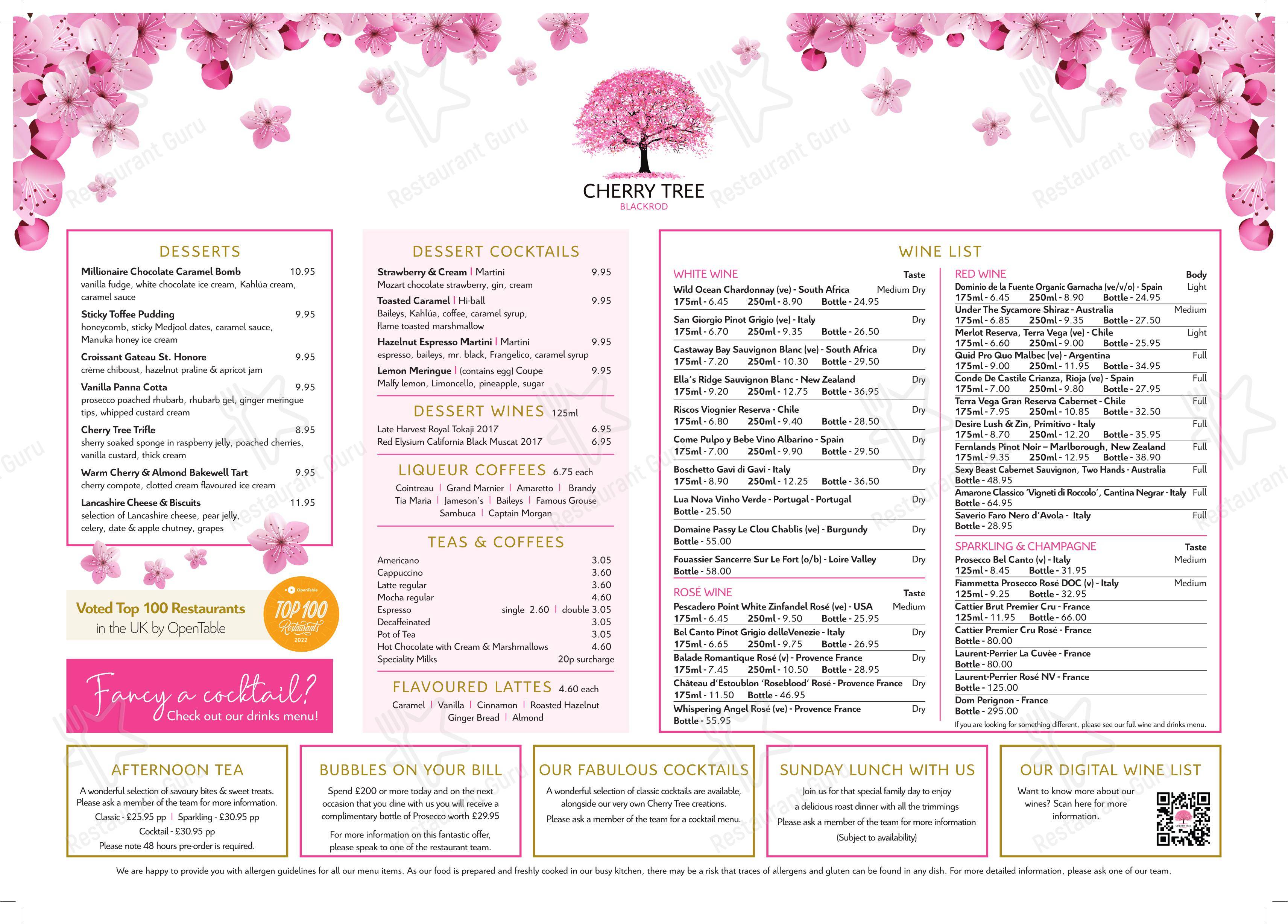 Menu at The Cherry Tree pub & bar, Blackrod