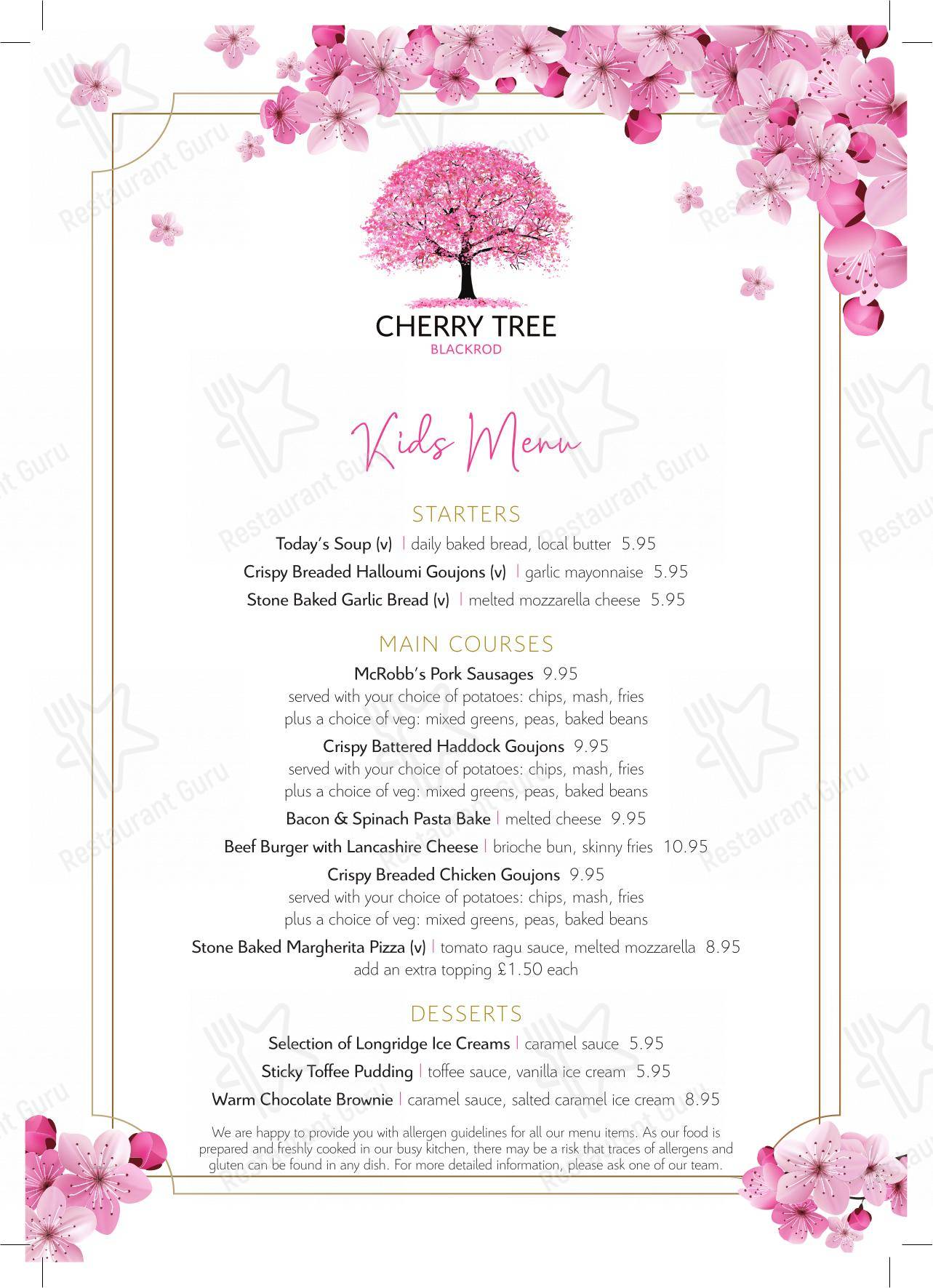 Menu at The Cherry Tree pub & bar, Blackrod