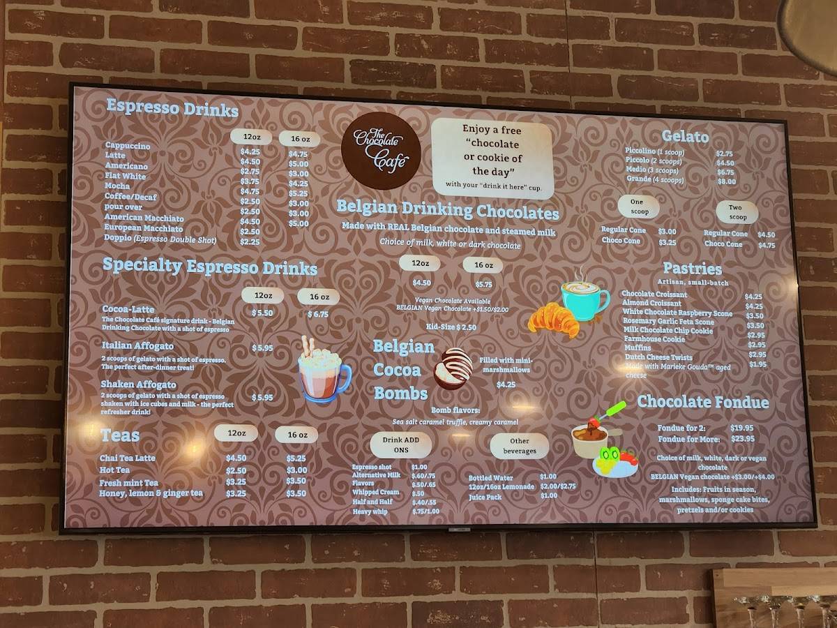 Menu at The Chocolate Cafe, Wausau