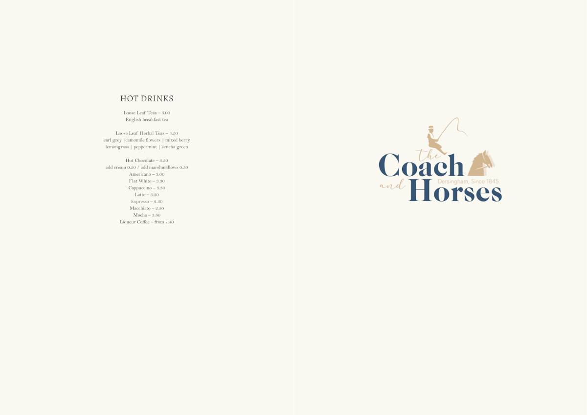 Menu at The Coach & Horses pub & bar, Dersingham