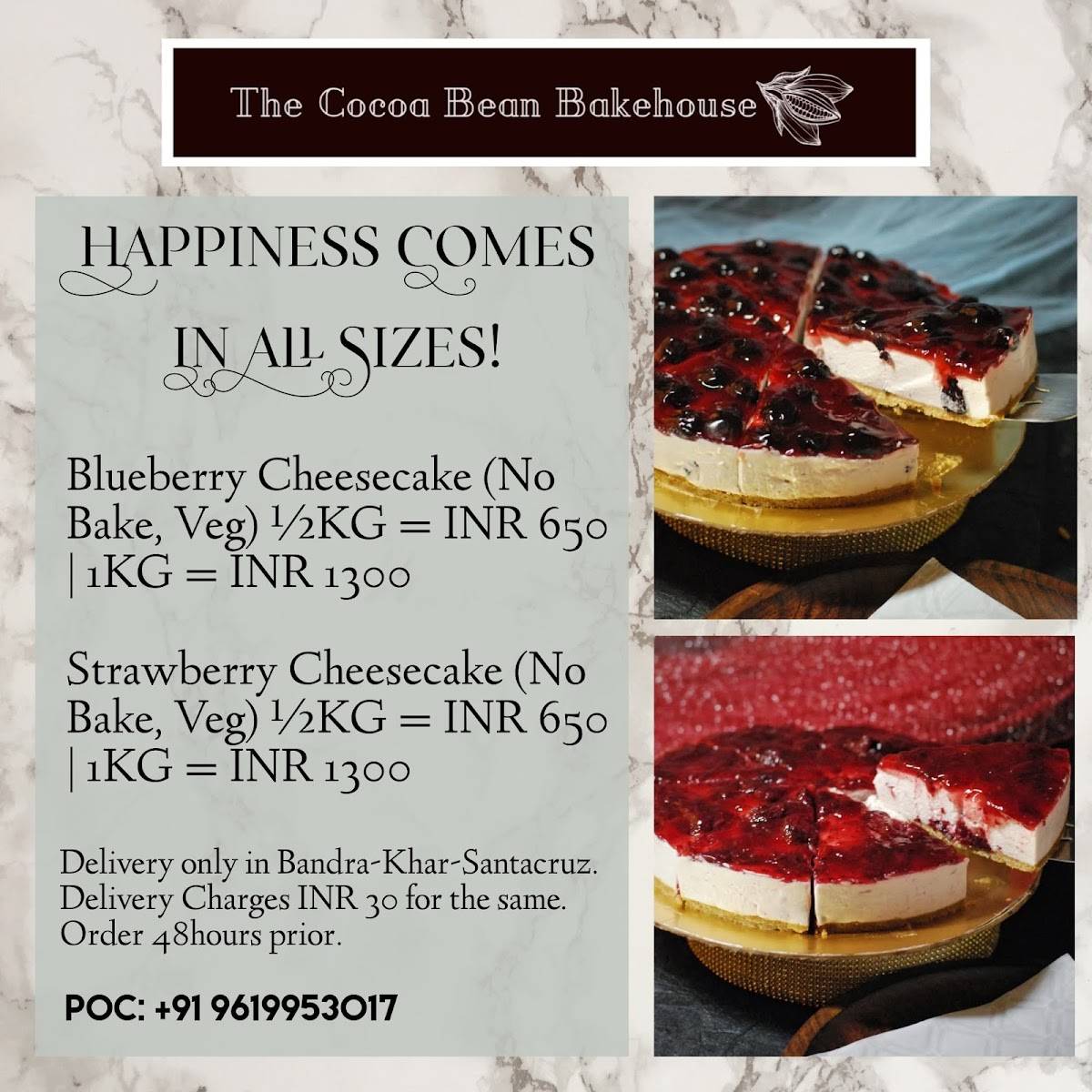 Menu at The Cocoa Bean Bakehouse, Mumbai