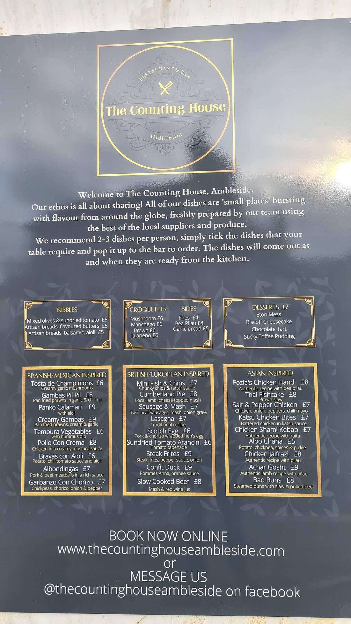 Menu at The Counting House, Ambleside restaurant, Ambleside