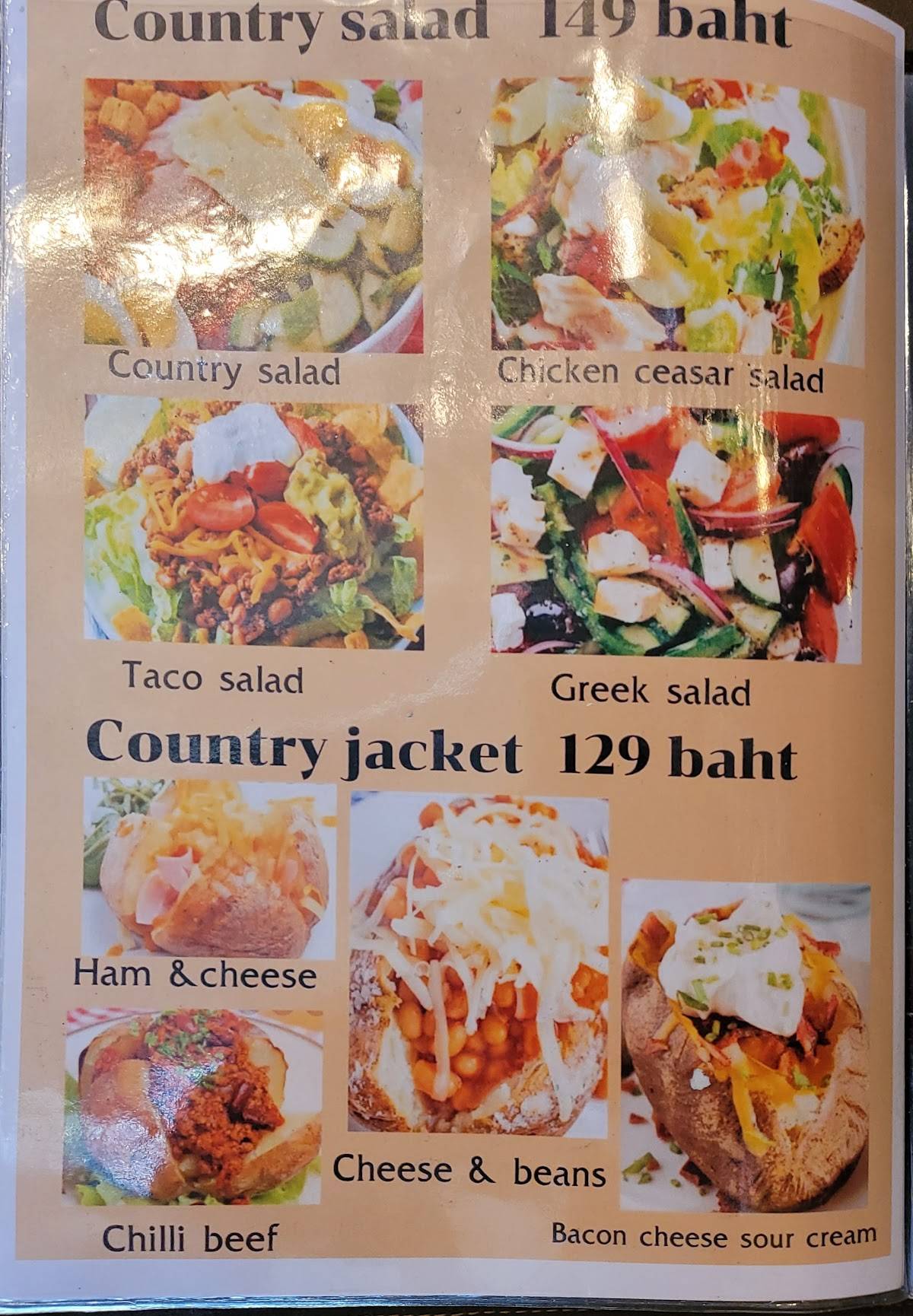 Menu at The Country Grill pub & bar, Udon Thani