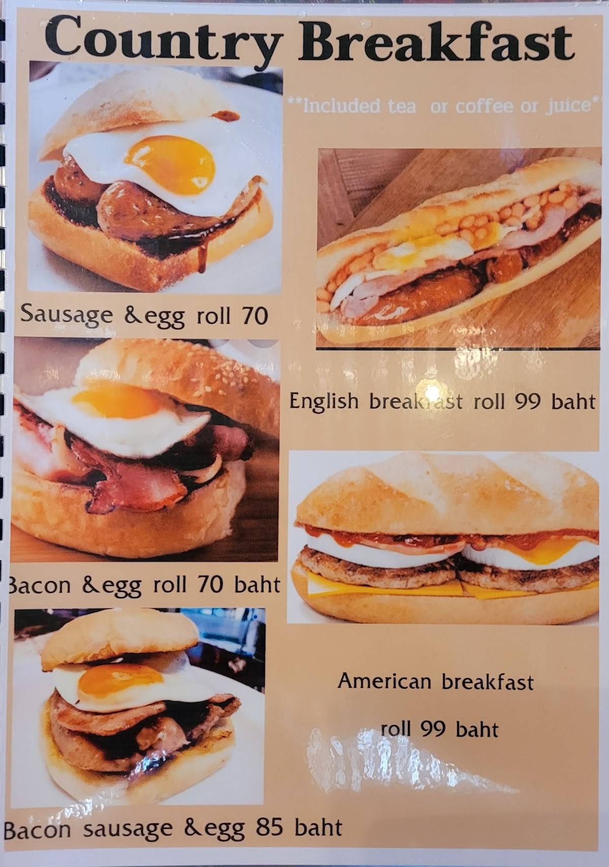 Menu at The Country Grill pub & bar, Udon Thani