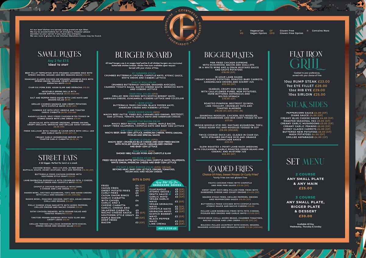 Menu at The Courthouse Bolton pub & bar, Bolton