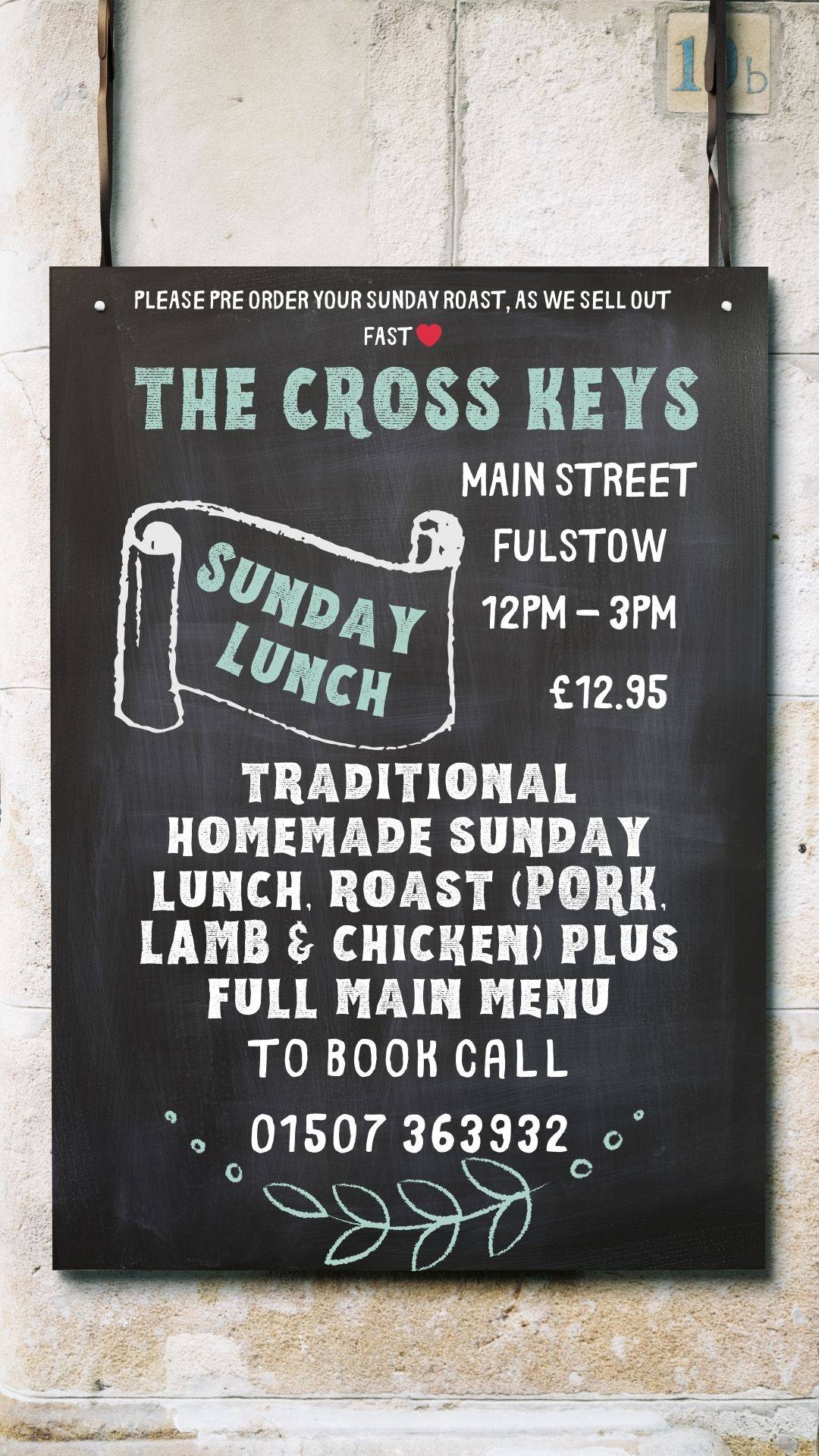 Menu at The Cross Keys pub & bar, Fulstow