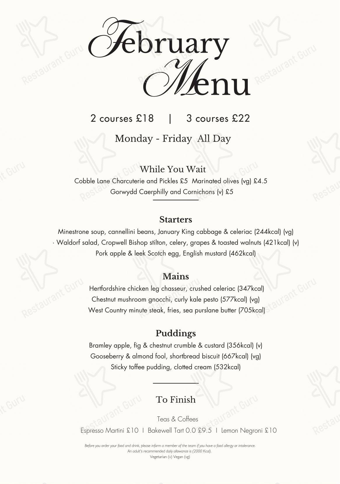 Menu at The Crown pub & bar, Twickenham, 174 Richmond Rd