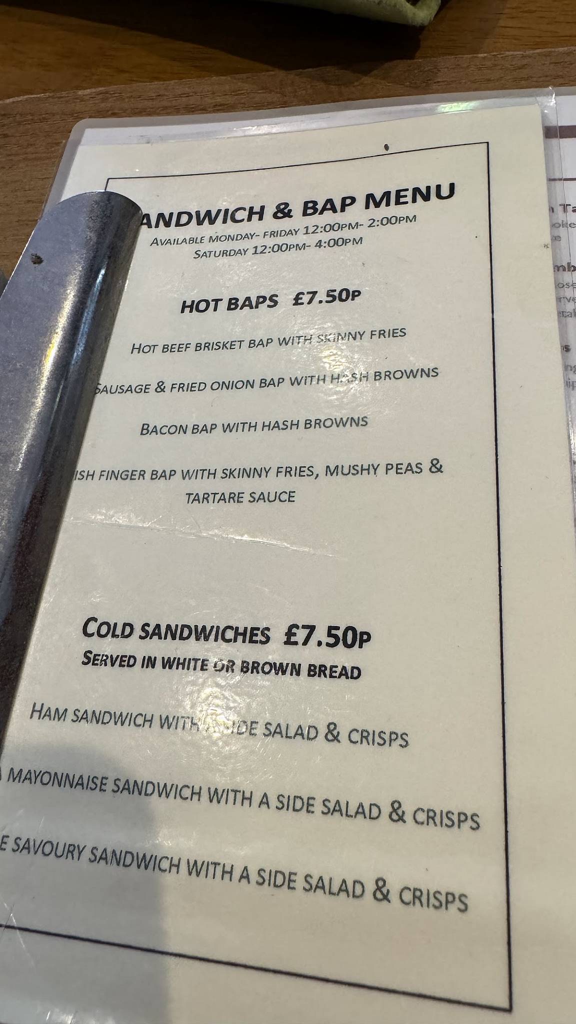 Menu at The Crown Inn pub & bar, Acomb, Humshaugh